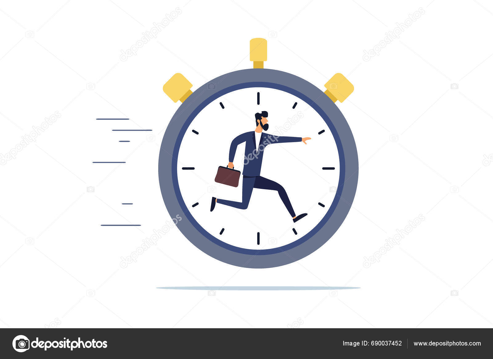 Running Businessman Stopwatch Concept Speed Work Business Illustration ...