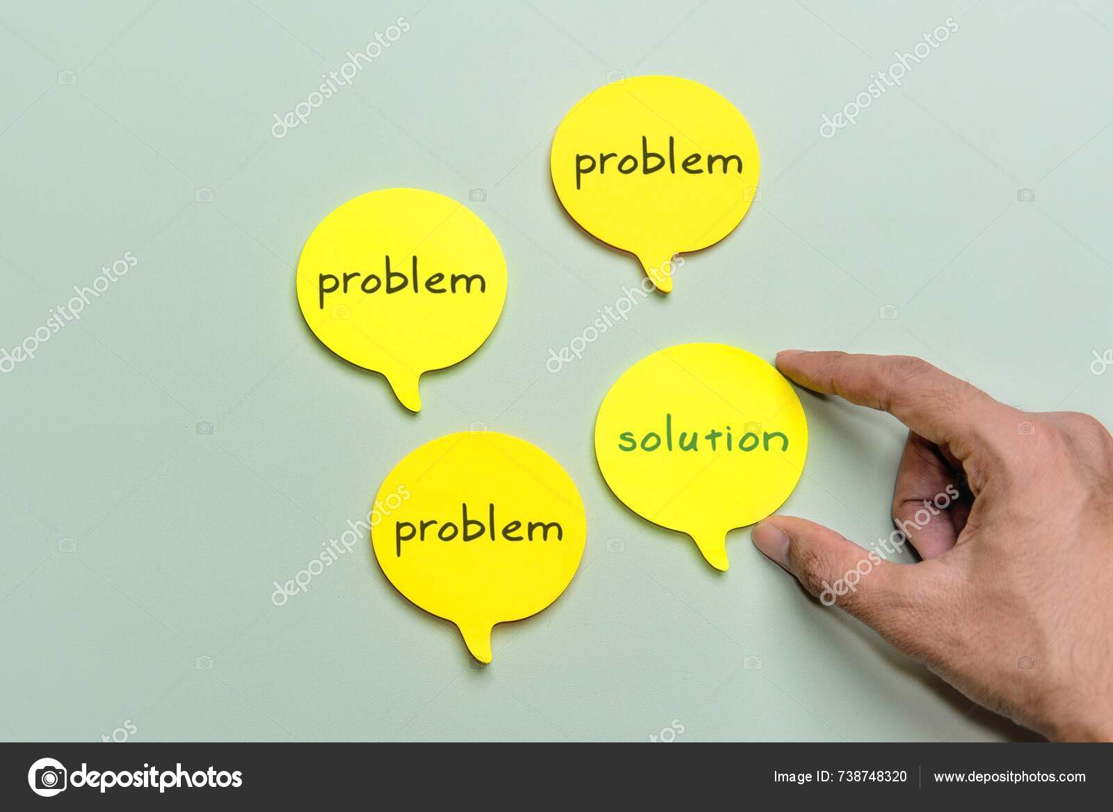 Flat Lay Image Three Yellow Speech Bubbles Word Problem One — Stock ...