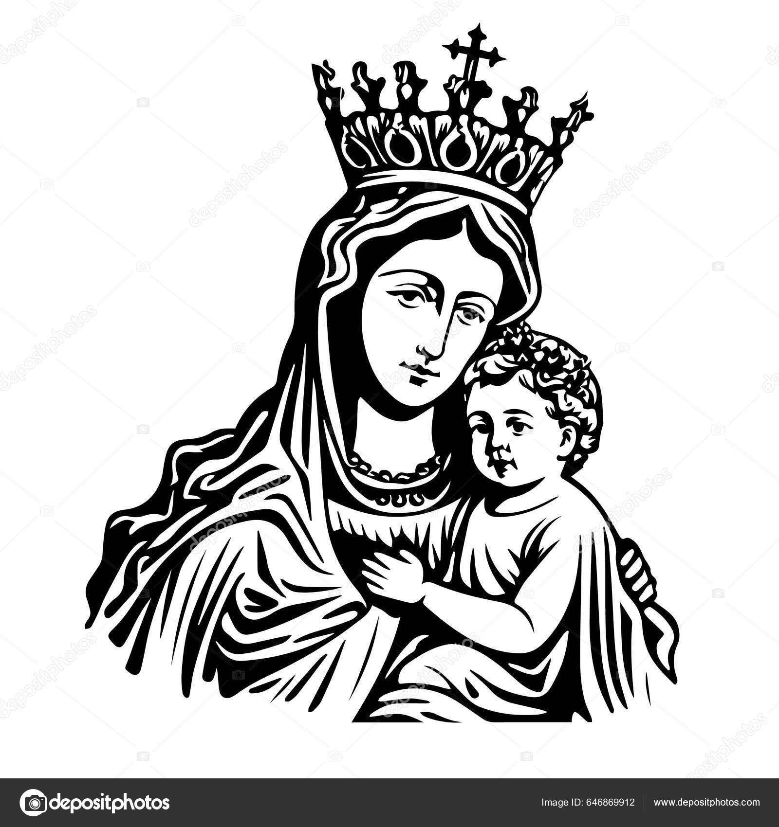 Image vectorielle Vierge Marie Notre Dame Illustration Vectorielle ...