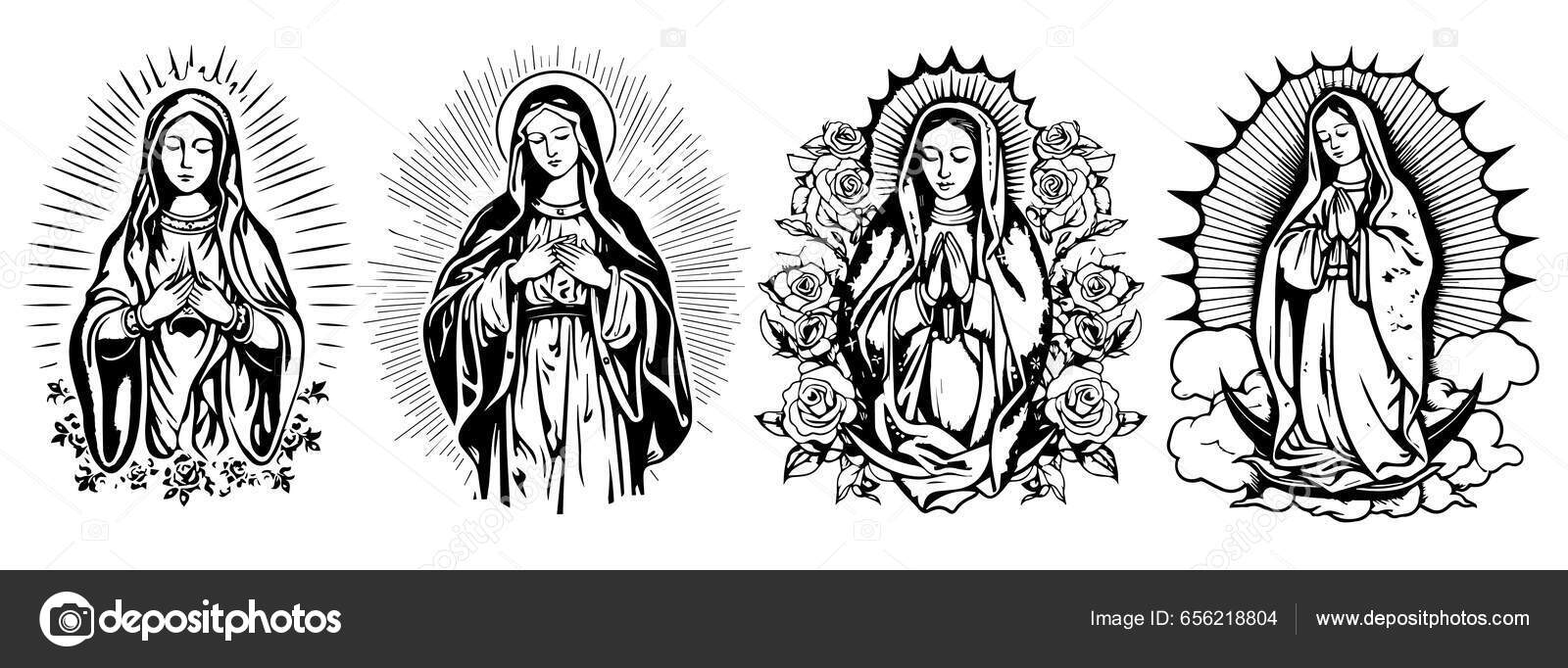 Virgen Virgen María Vector Silueta Ilustración Svg Corte Por Láser ...