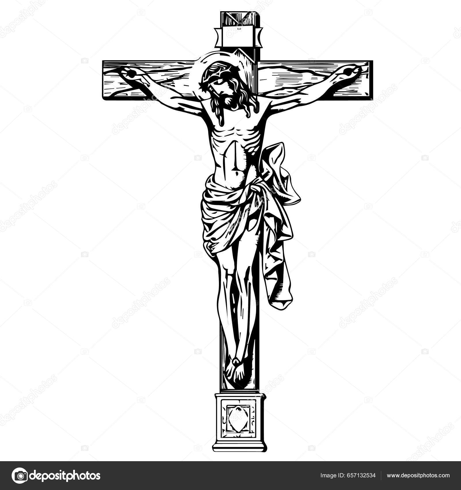 Image vectorielle Illustration Jésus Christ Vecteur Silhouette Noire ...