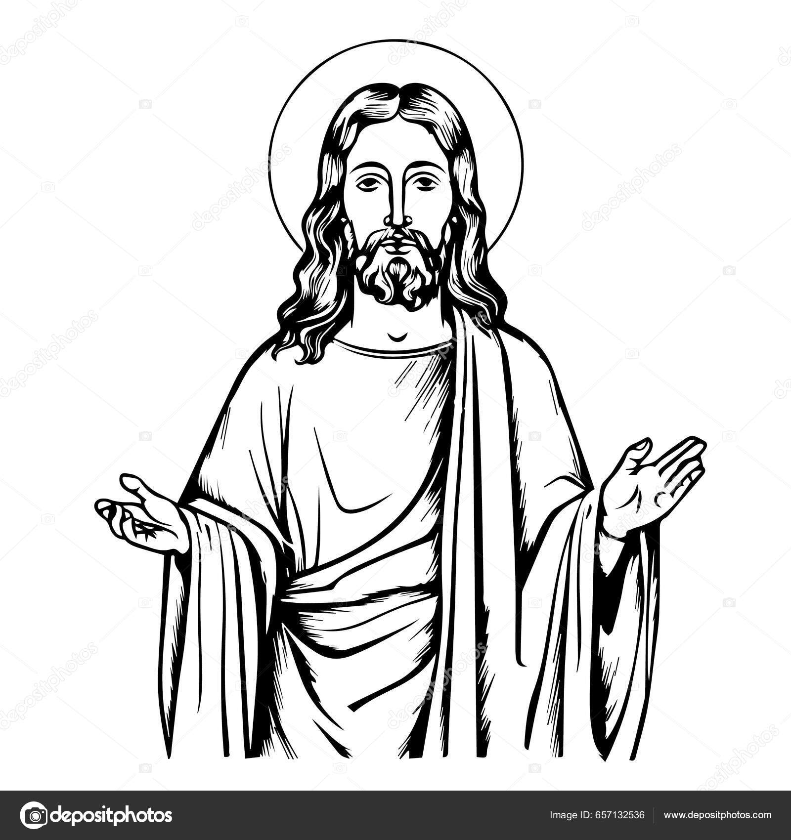 Jesus Christ Black And White Vector