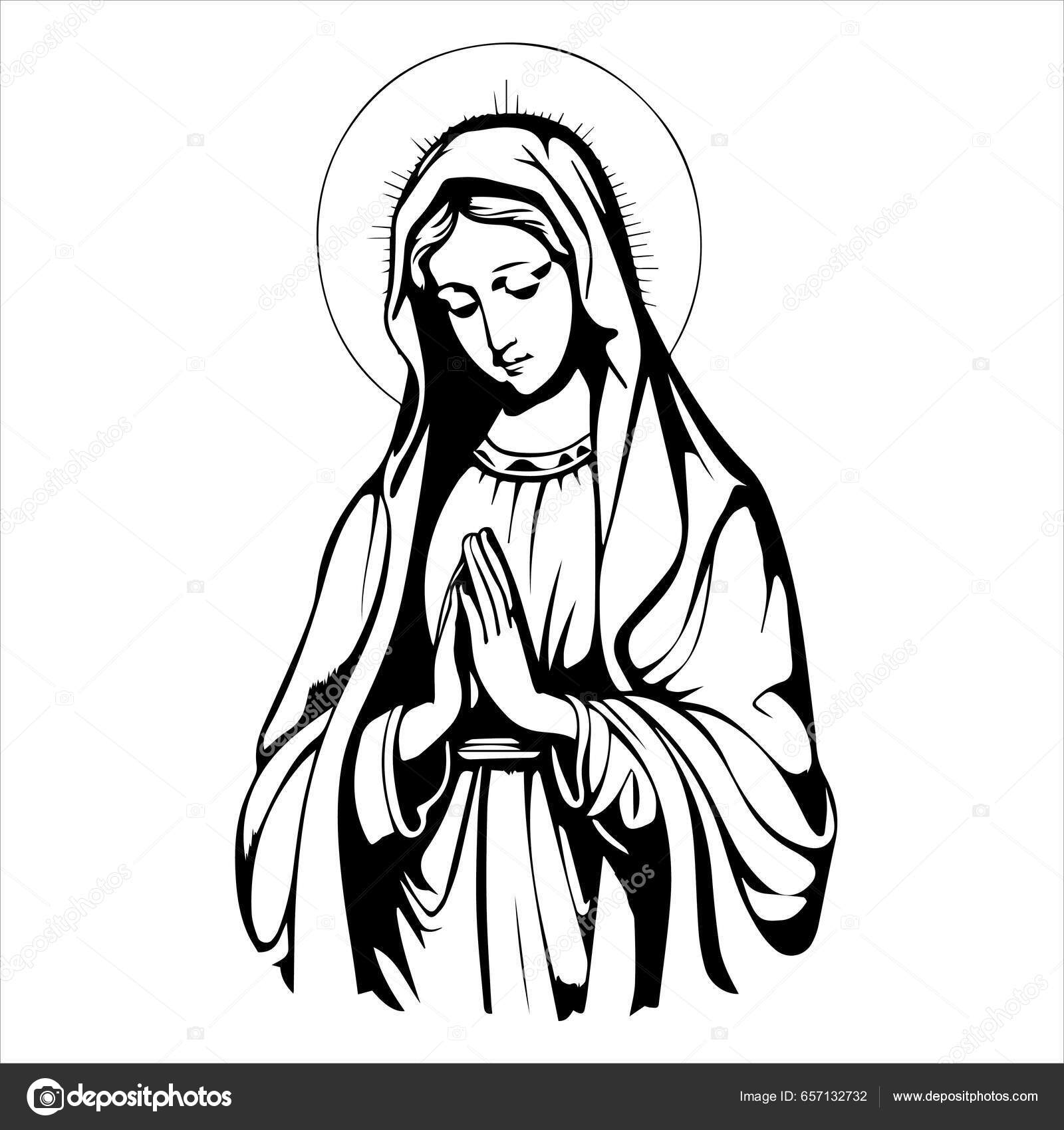 Naše Panna Marie Madonna Vektorová Ilustrace Silueta Svg Laserové ...