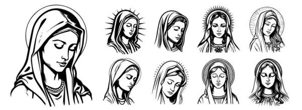 Virgen María, silueta vectorial corte cnc svg, grabado, icono religioso ...