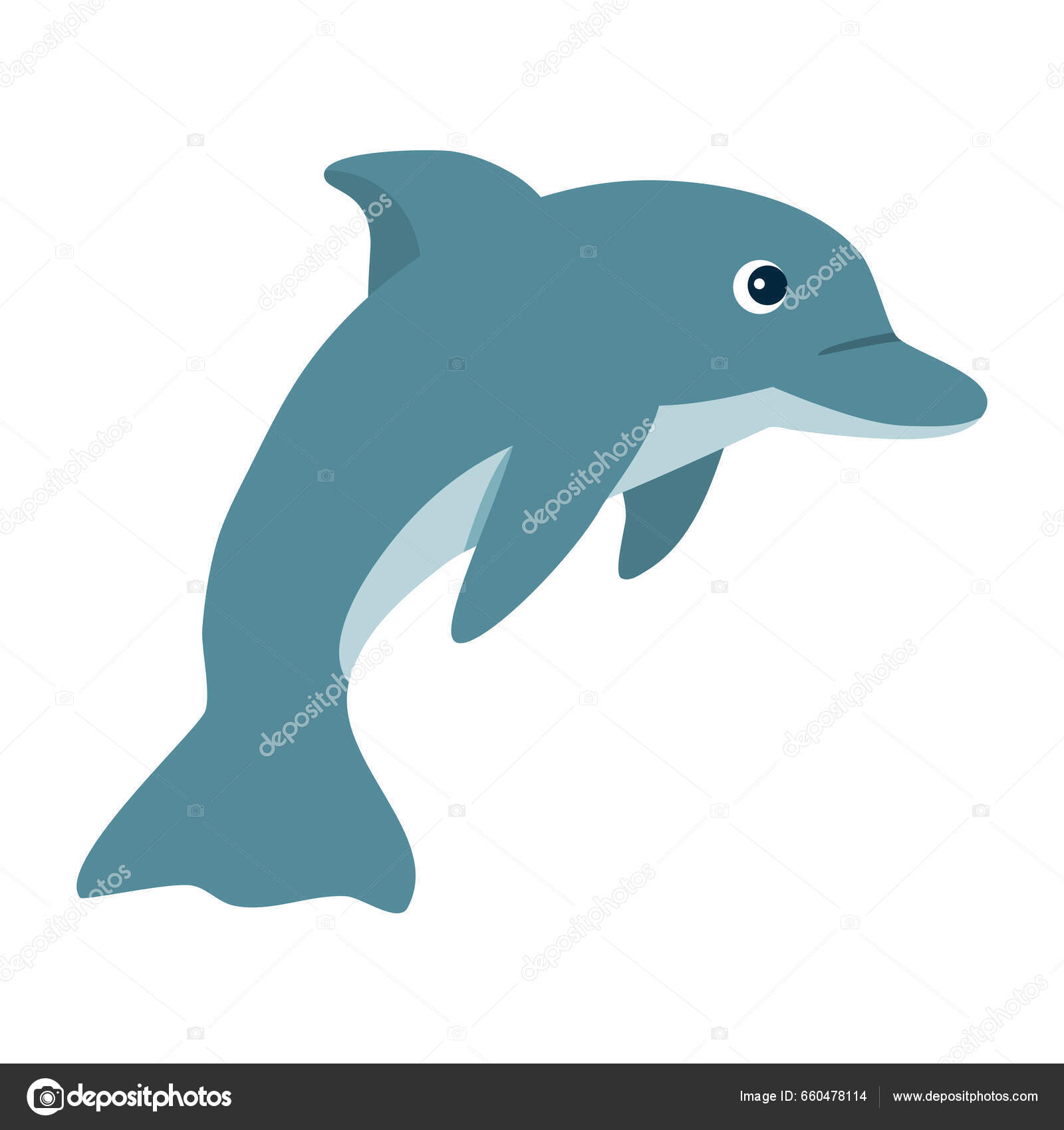 Söt Delfin Maskot Tecknad Stil Karaktär Vektor Illustration För Barn ...