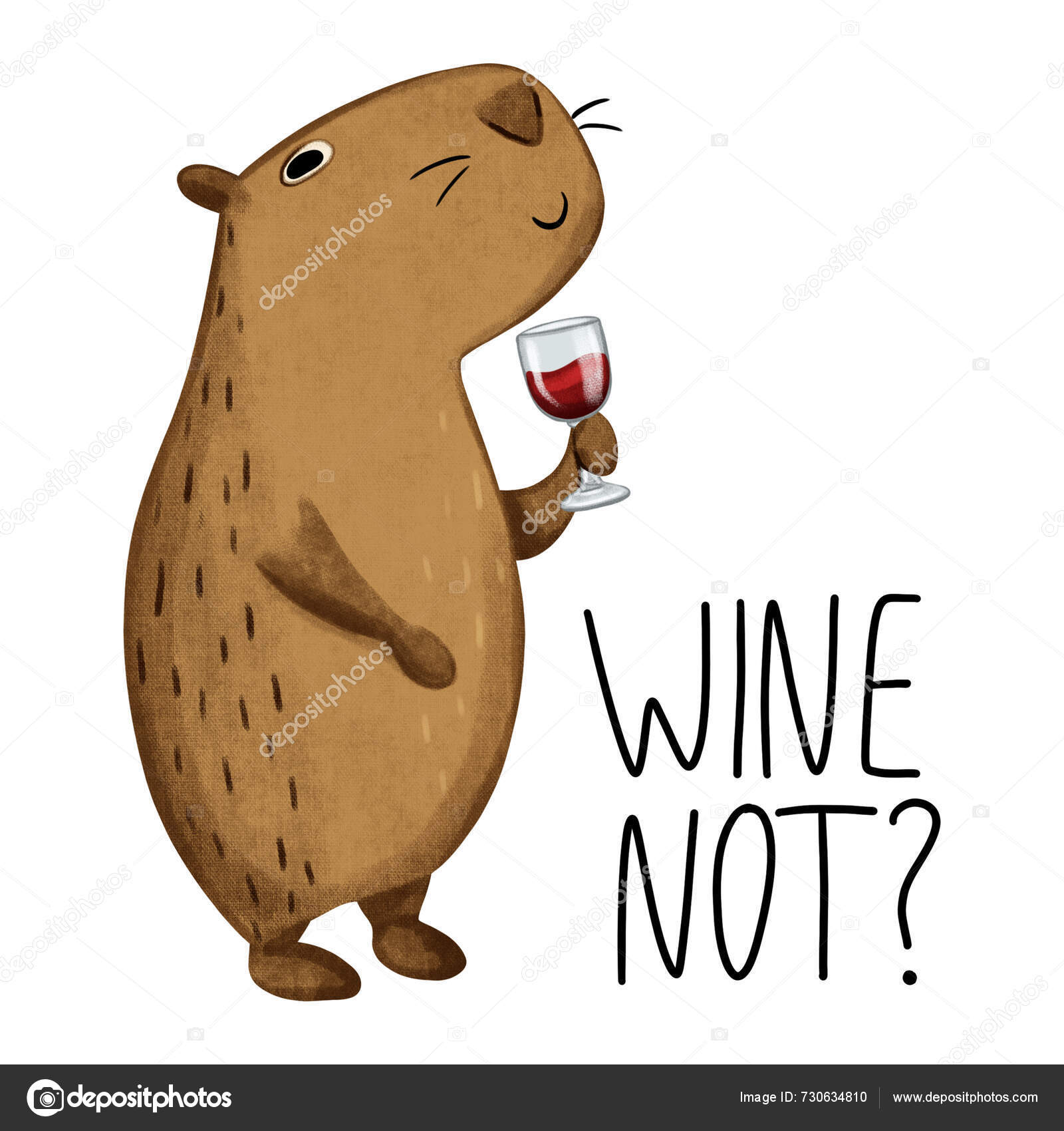 Illustration Capybara Holding Glass Red Wine Party Flyer Template ...