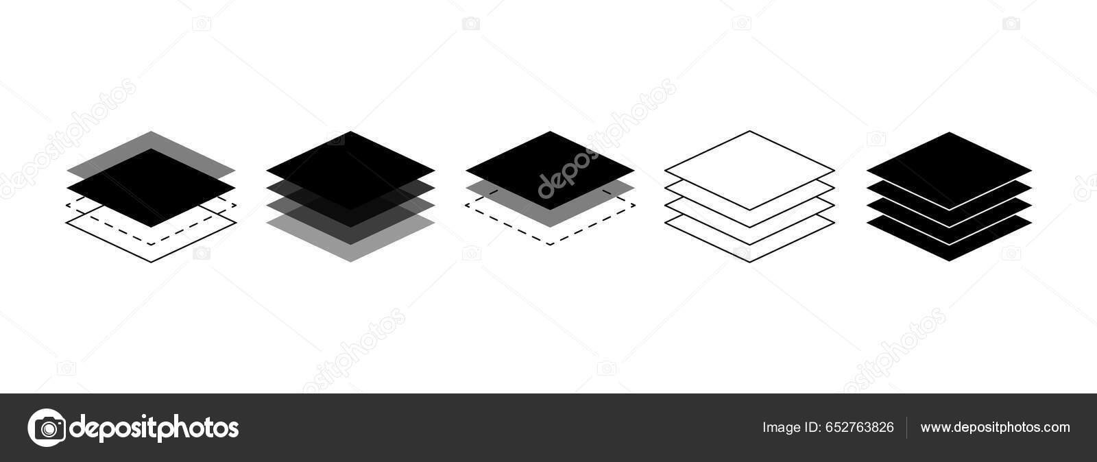 Layer Line Icon Set Layers Different Design Various Positions Layout ...