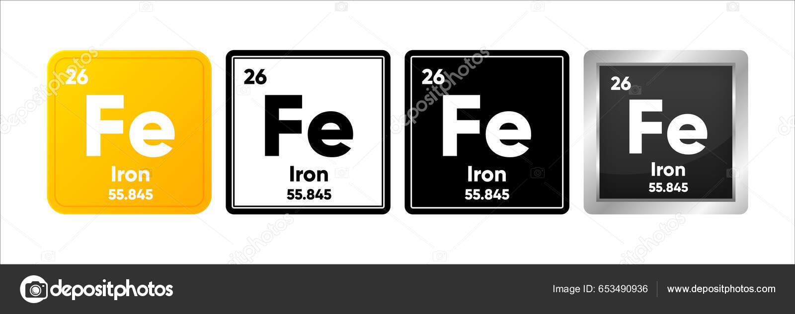 Unsur Kimia Besi Dengan Nomor Atom Massa Atom Dan Nilai Vektor Stok ...