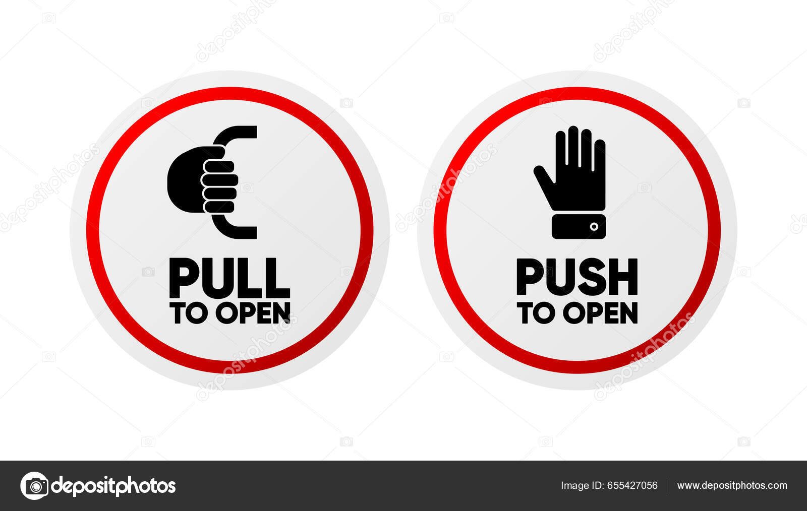 Dorong Atau Tarik Untuk Membuka Pintu Stiker Pintu Untuk Pintu Vektor ...