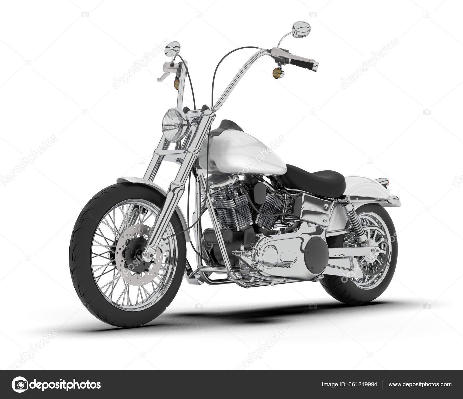 White Motorcycle Isolated White Background Rendering Illustration ...