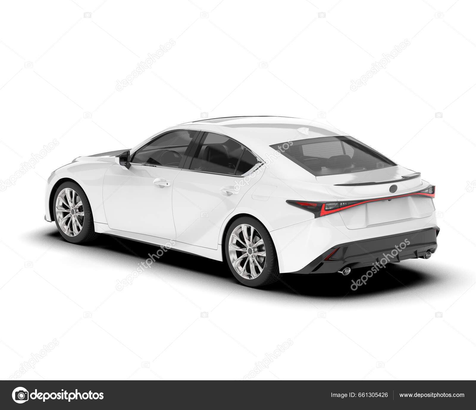 White Modern Car Isolated Background Rendering Illustration Stock Photo ...