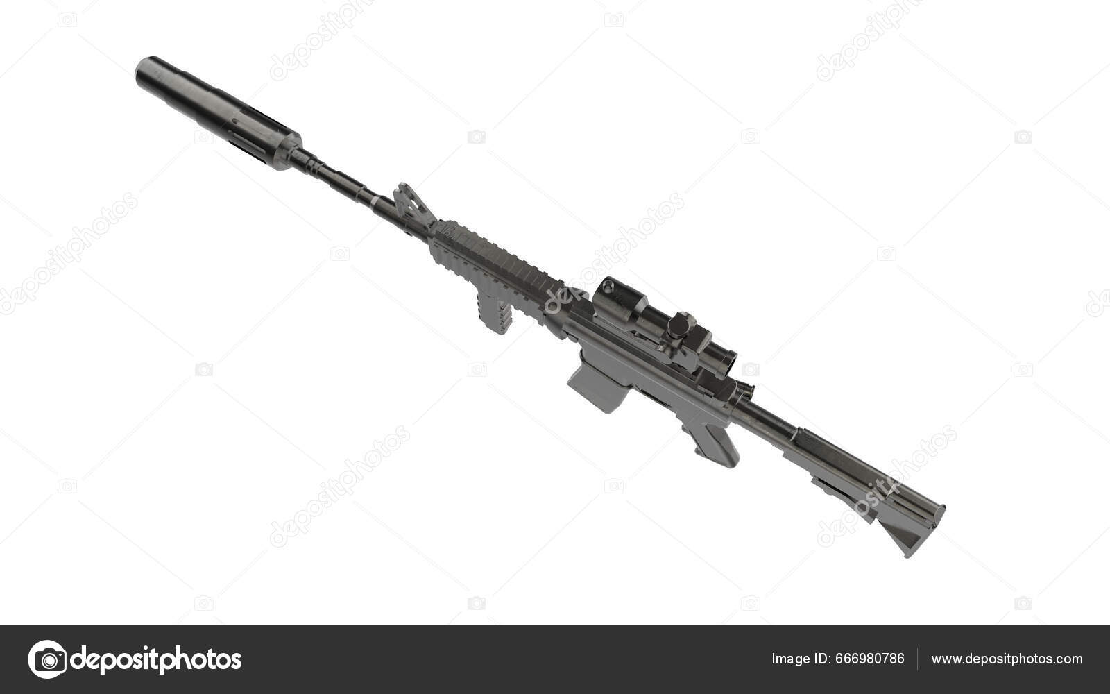 Machine Gun Isolated White Background Rendering Illustration Stock ...