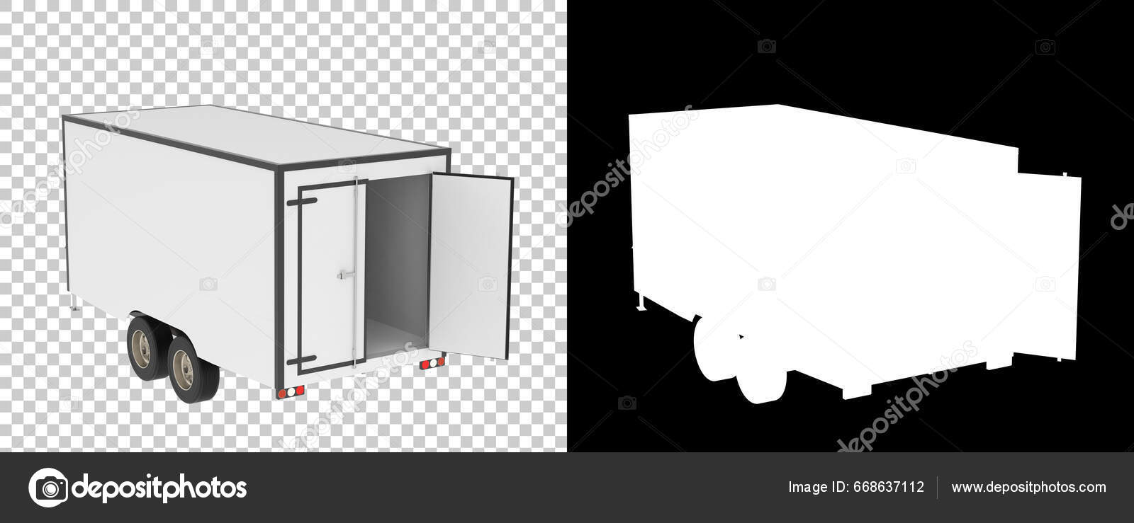 Car Trailer Isolated White Background Rendering Illustration — Stock ...