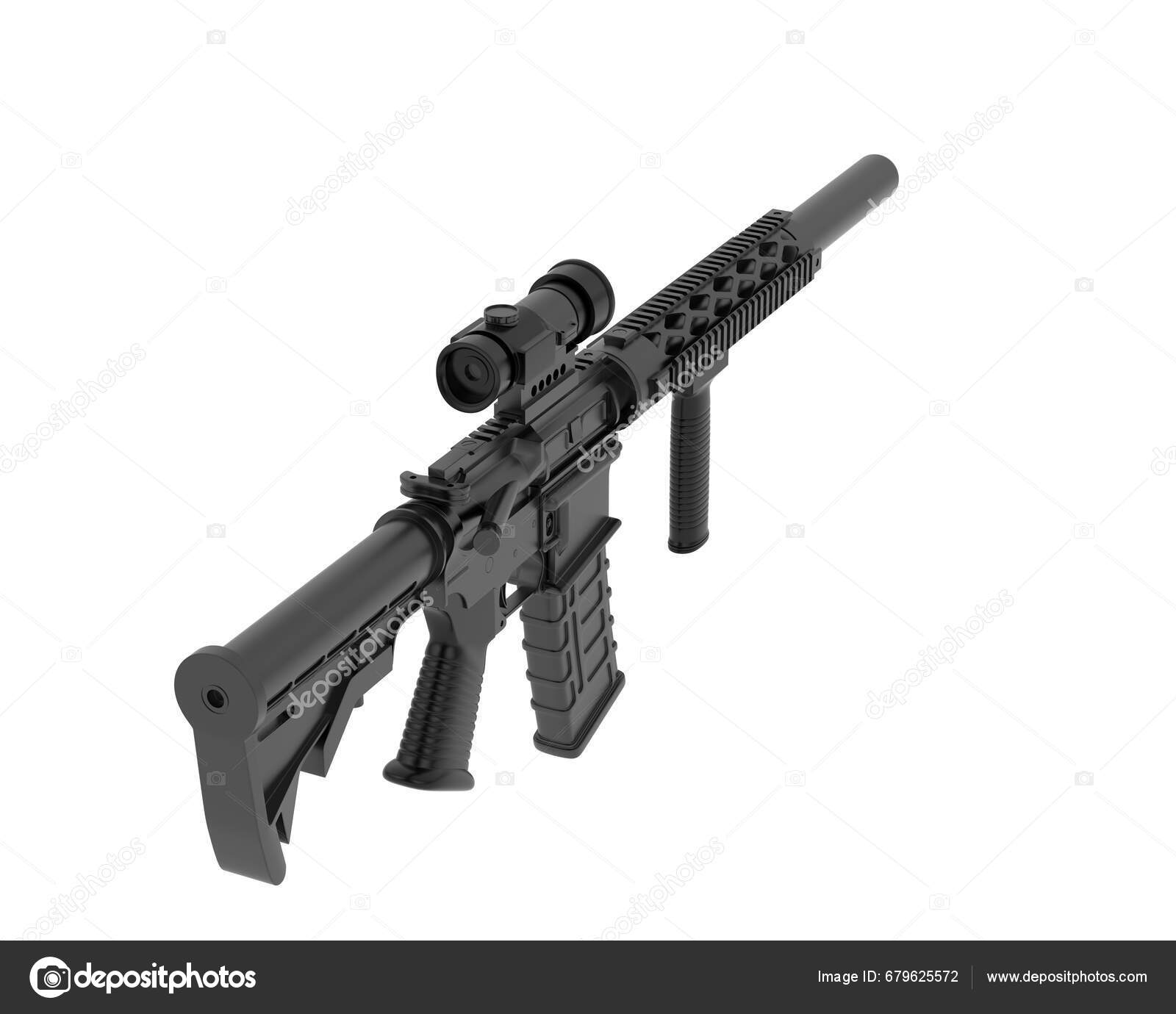 Machine Gun Isolated White Background Rendering Illustration Stock ...