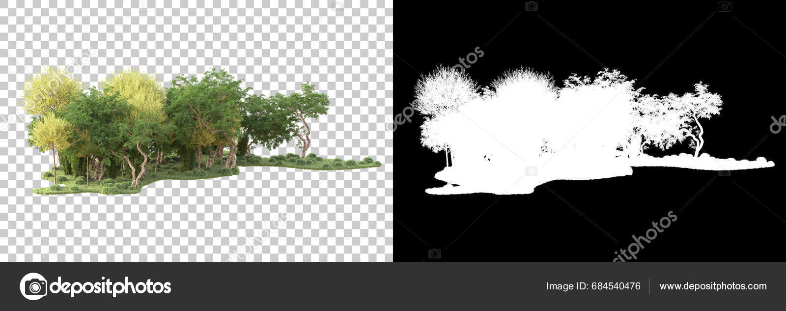 Green Forest Isolated Transparent Background Mask Rendering ...