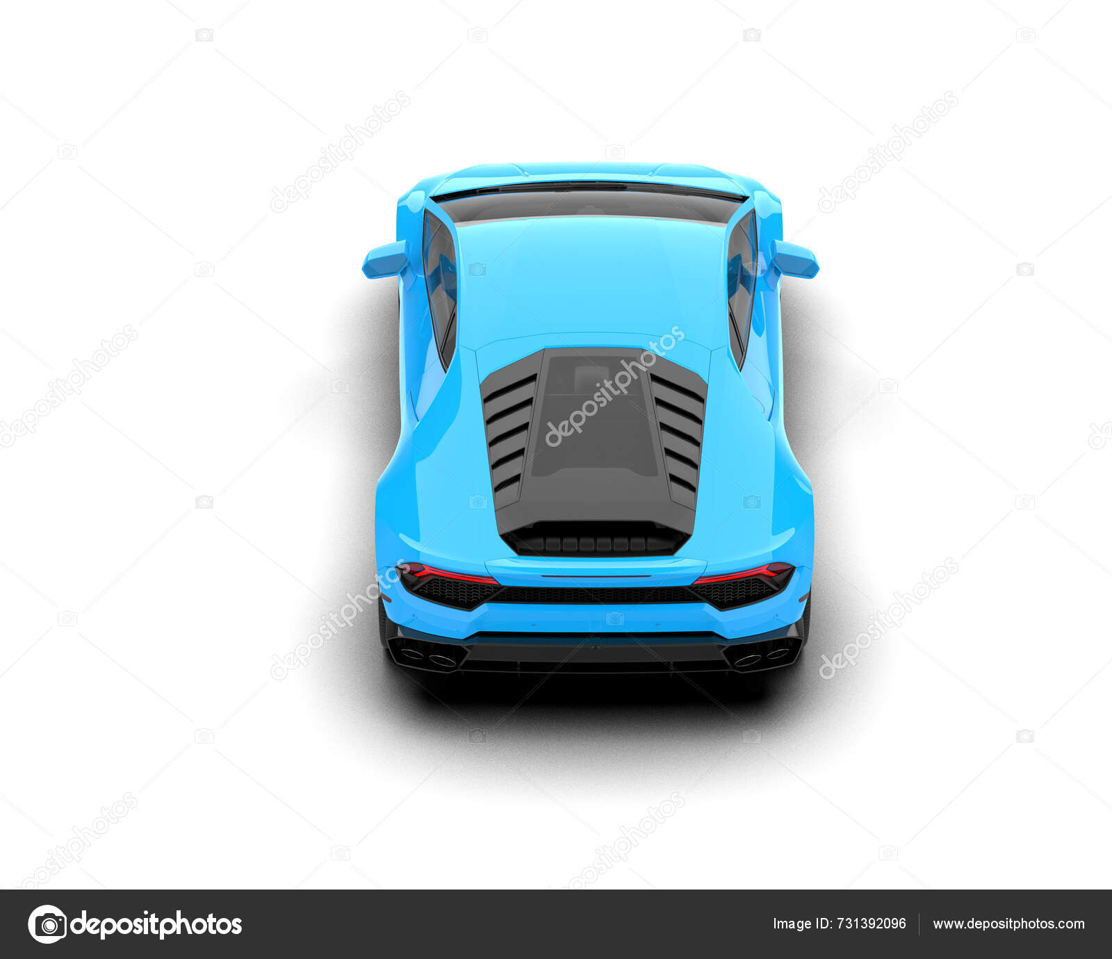 Coche Azul Aislado Sobre Fondo Blanco Vista Lateral Representación ...