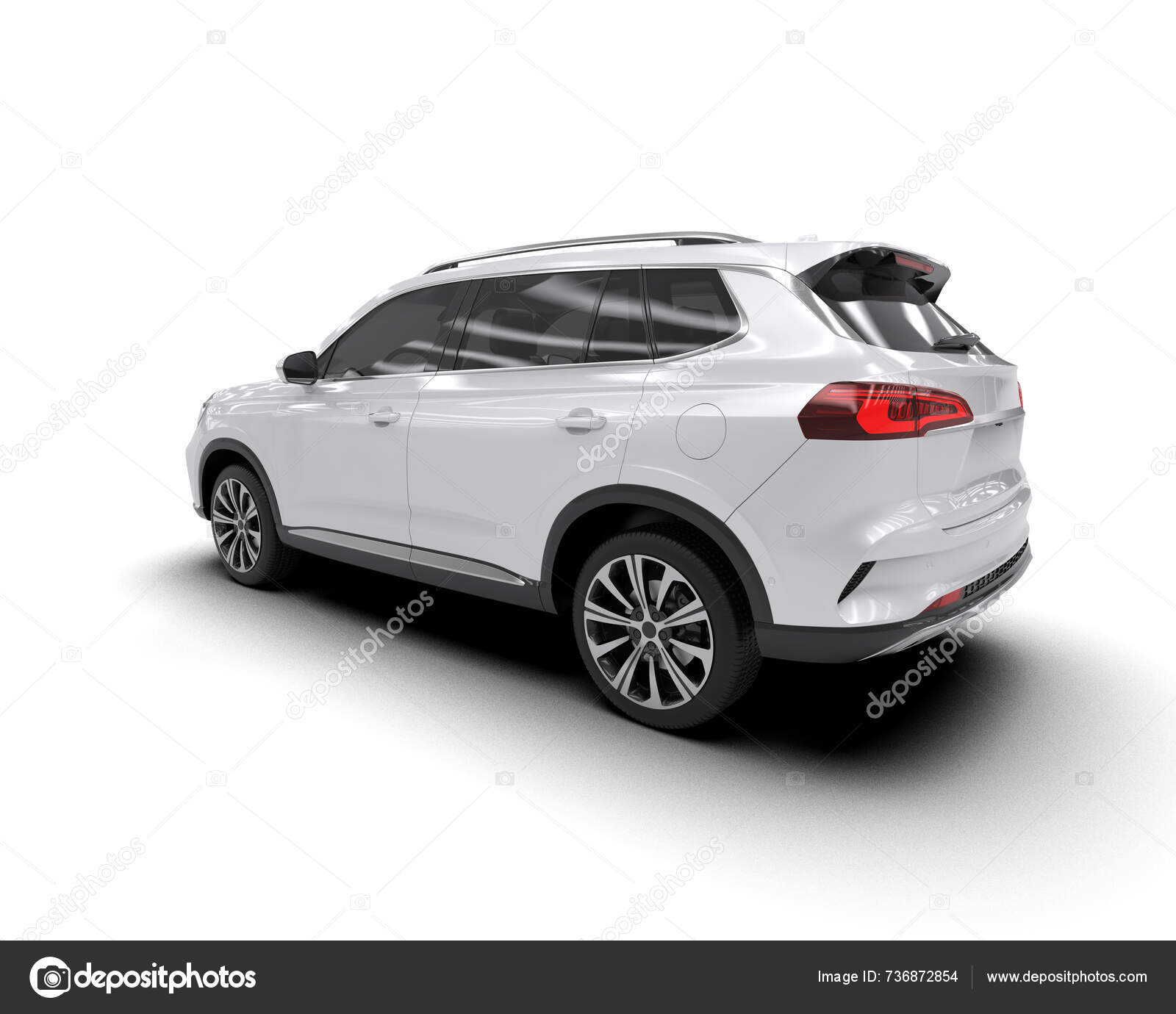White Modern Car Back Front View Rendering — Stock Photo ...