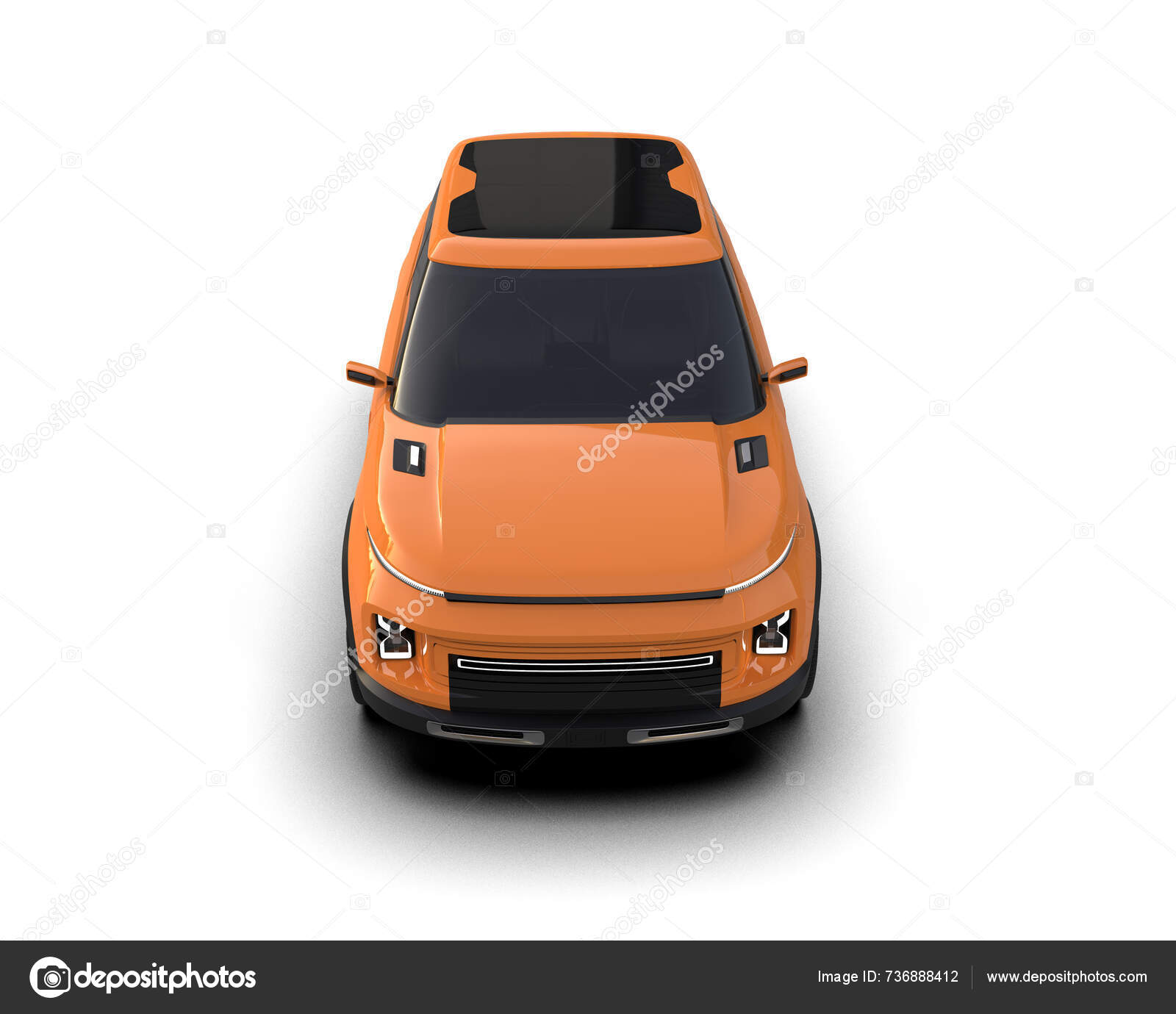 Orange Small City Car White Background Rendering — Stock Photo ...