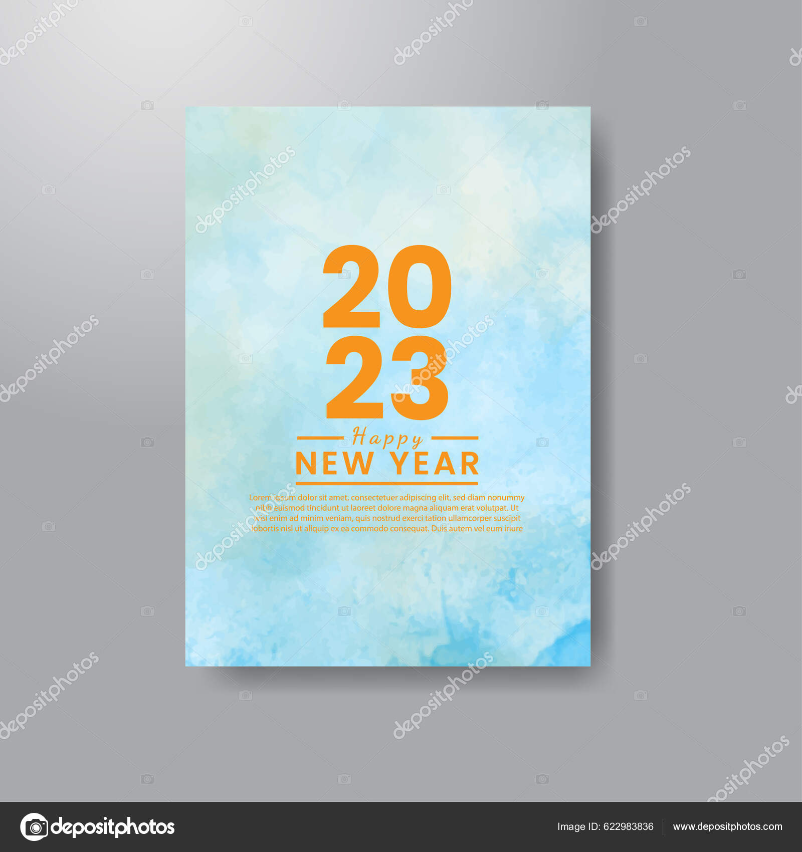 Happy New Year 2023 Banner Card Template Watercolor Background Stock ...