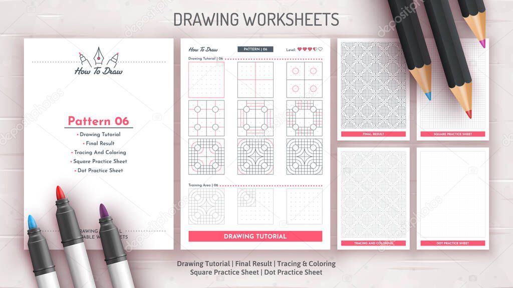 How to Draw a Pattern. Step by Step Drawing Tutorial. Draw Guide ...