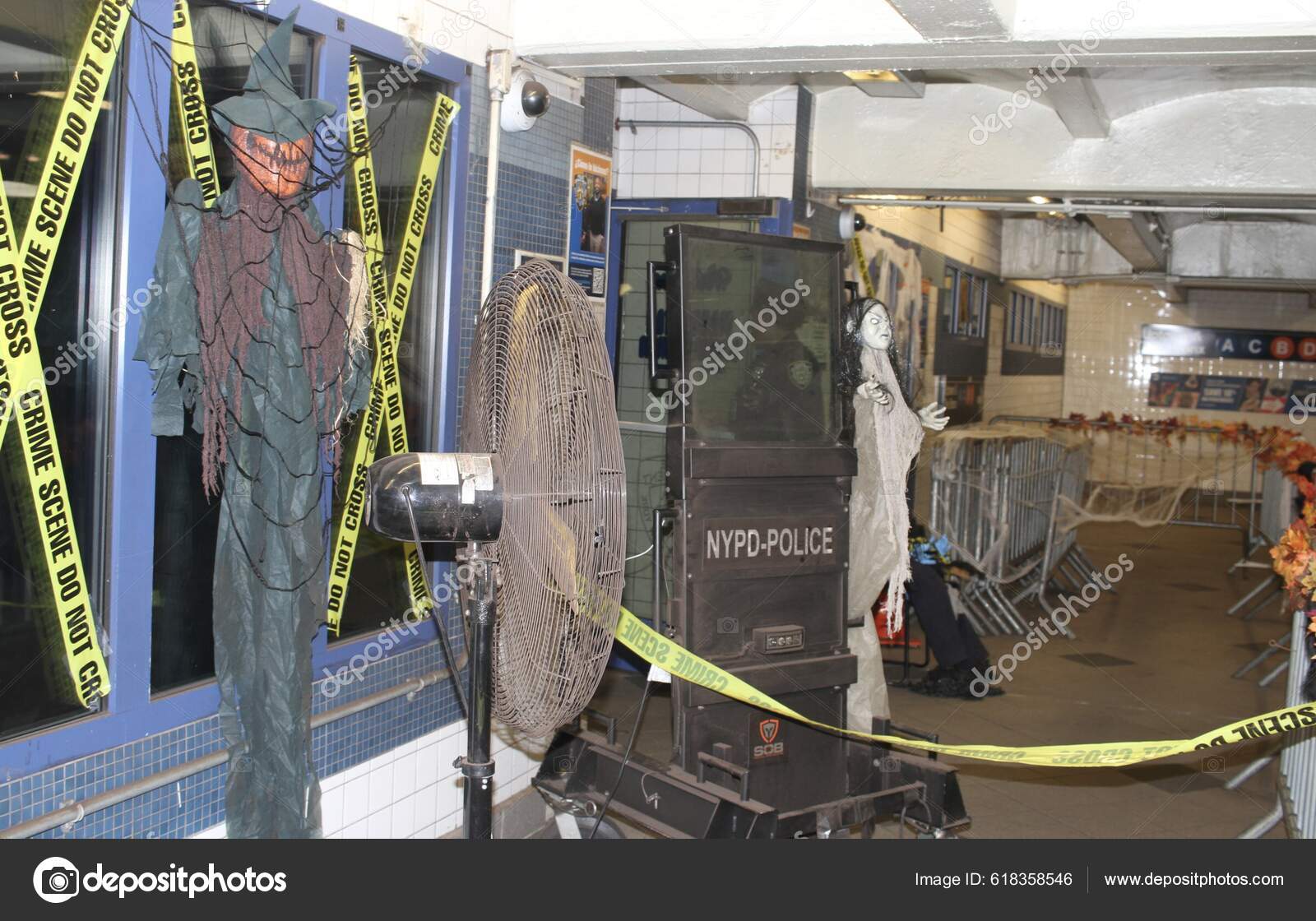Its Already Halloween Police Post New York City Subway Station – Stock ...