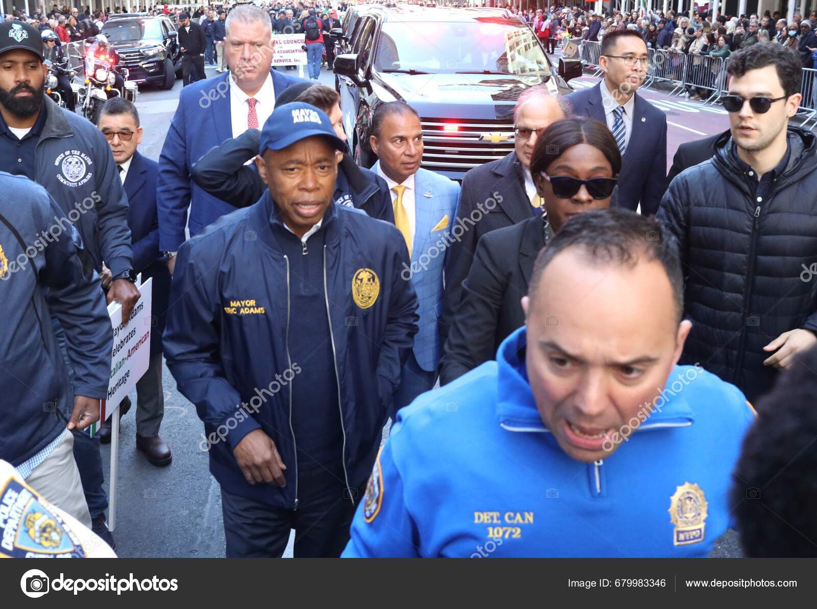 Nyc Mayor Adams Columbus Day Parade New York October 2023 — Stock ...