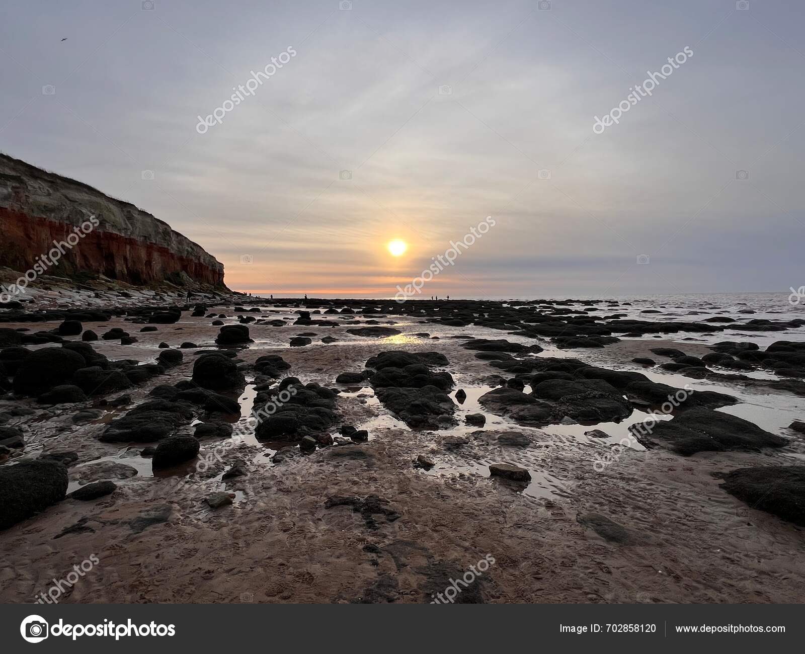 Beautiful Sunset Beach Landscape Jurassic Cliff Sandy Beach Hunstanton ...