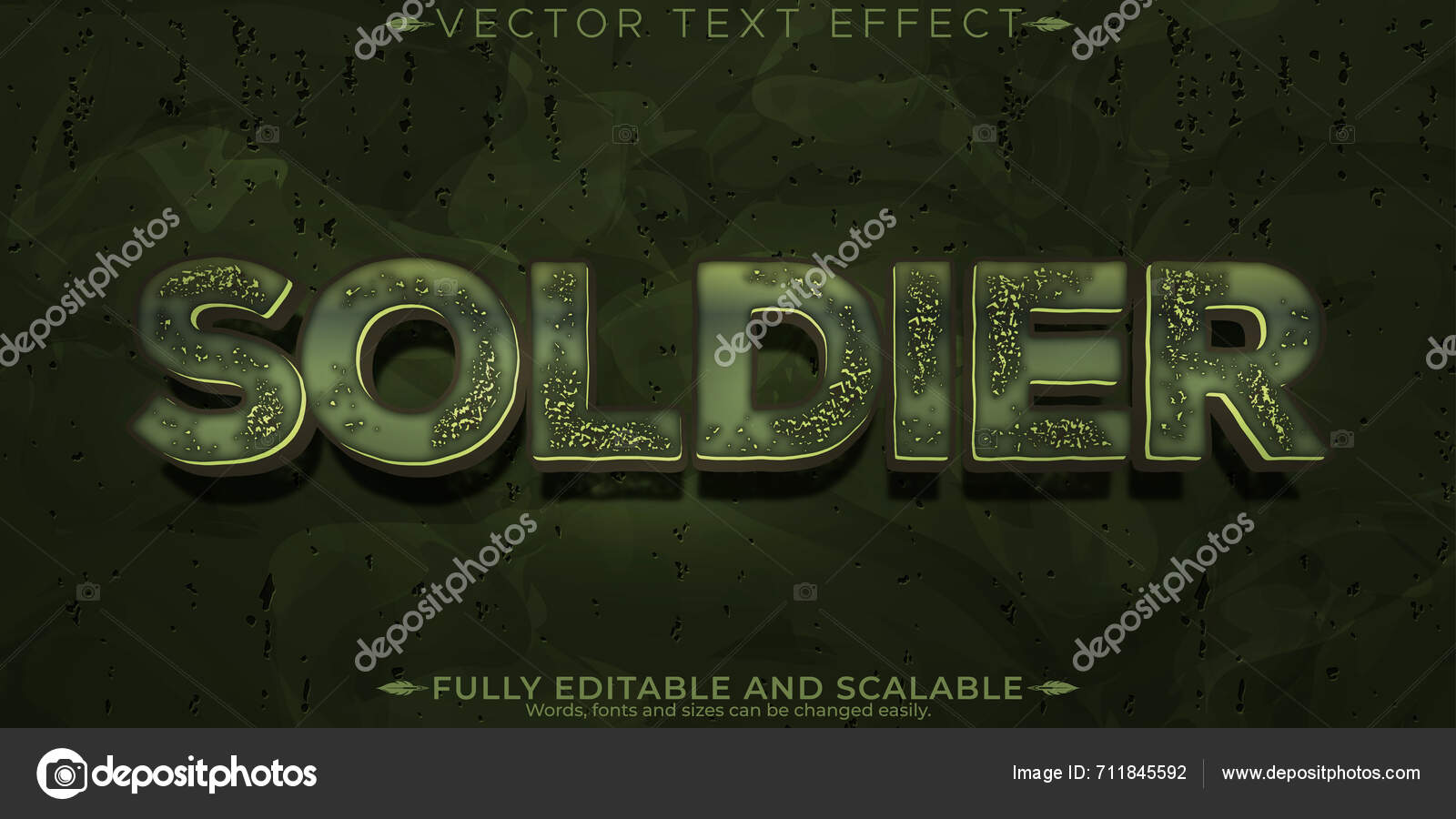 Efeito Texto Soldado Estilo Texto Exército Editável Vetor de ©nisaybar ...