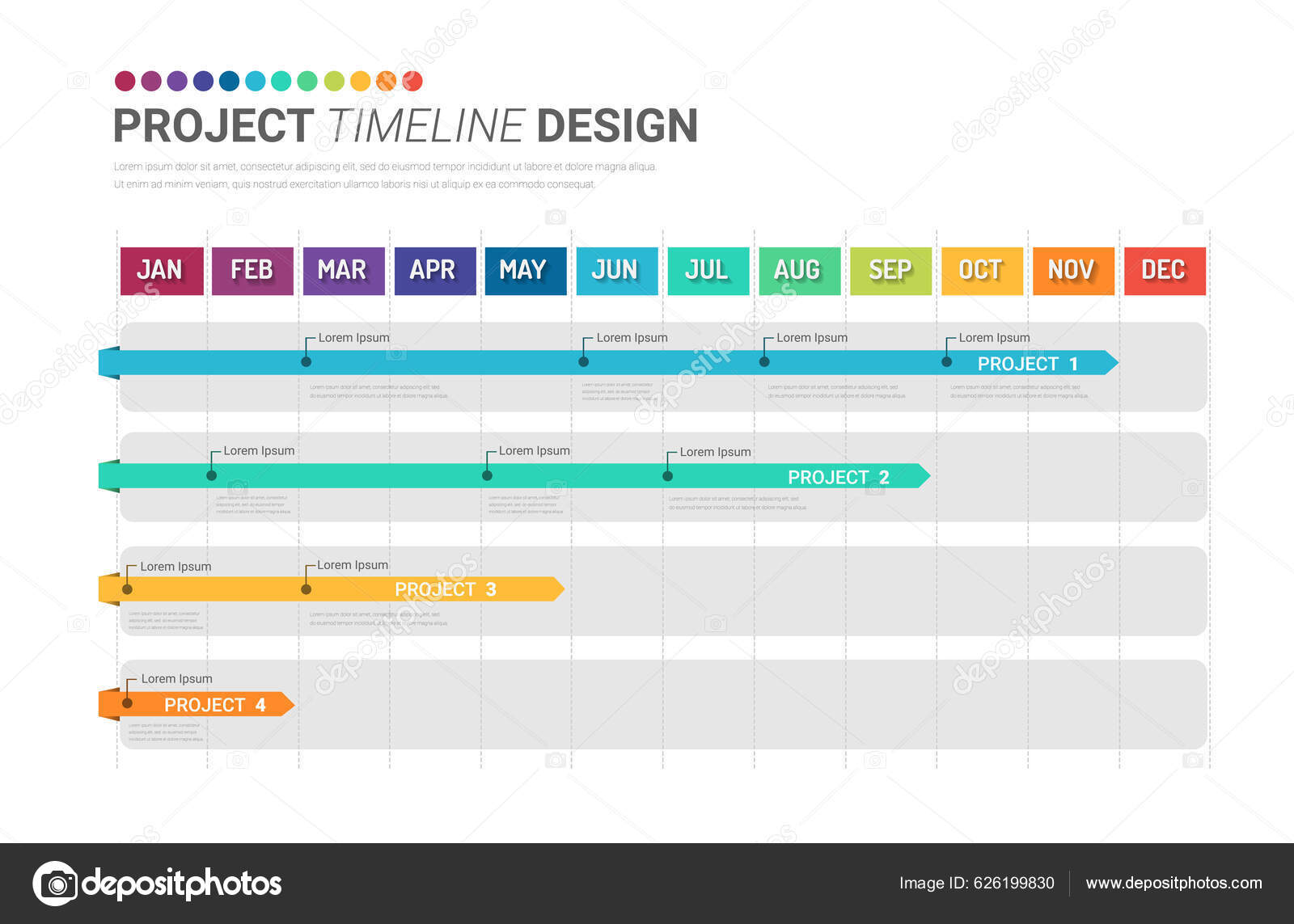 Projektplan Jahresdiagramm Übersicht Planung Timeline Vektordiagramm ...