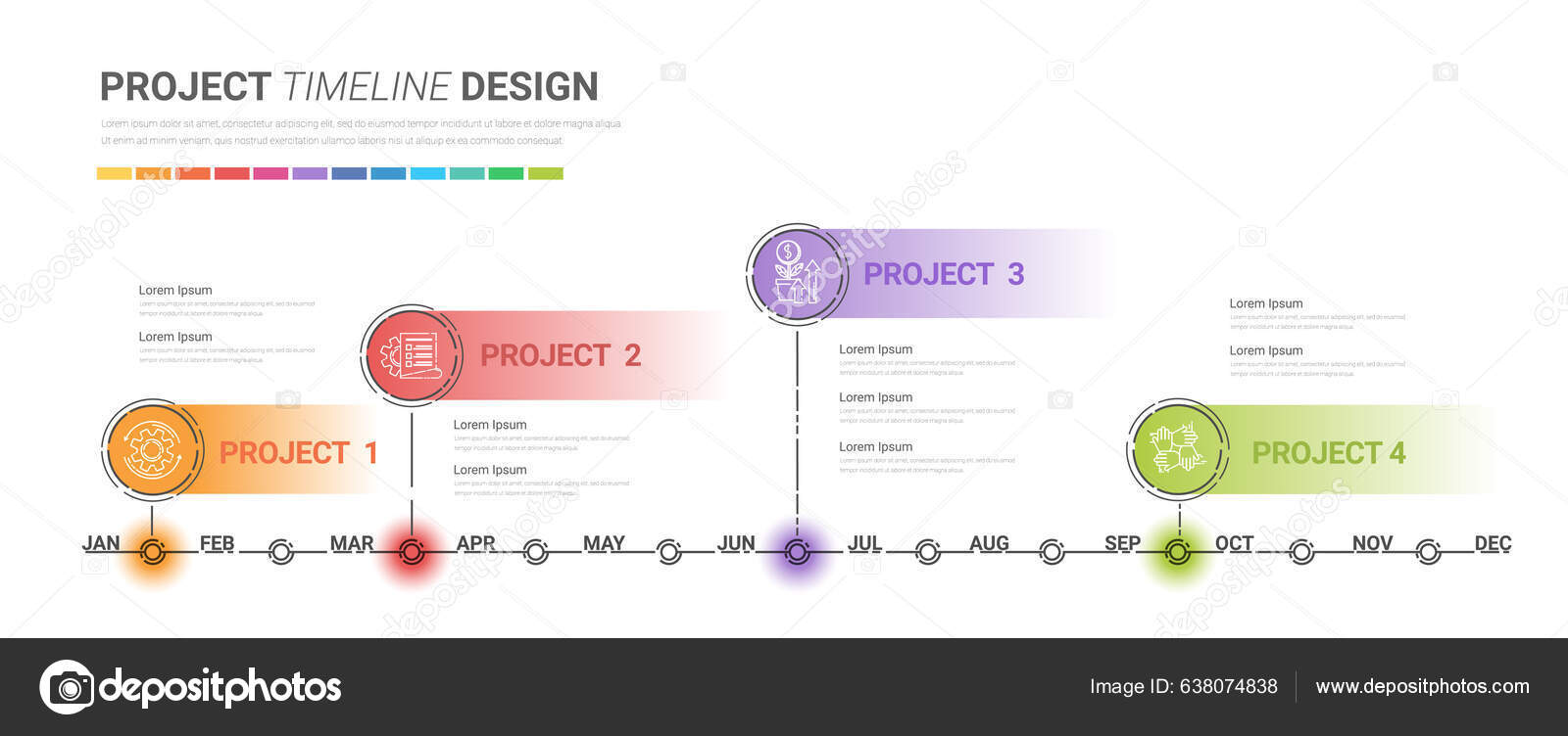 Proje Takvim Yılı Şeması Aylık Genel Görünüm Planlama Vektör Diyagramı ...