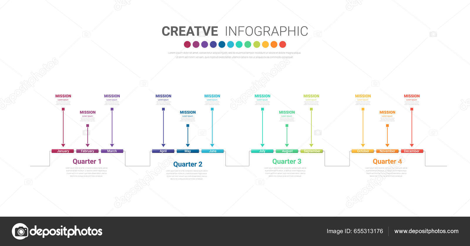 Infographic Časová Osa Pro Podnikání Měsíců Moderní Kalendář Prvků ...
