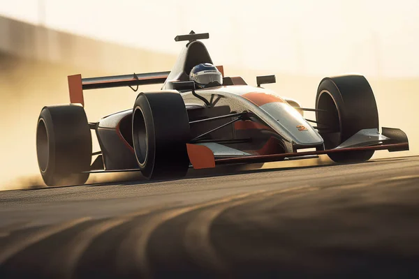 Sleek and Clean Design of a Racing Car up close on a Sunlit Track in a ...