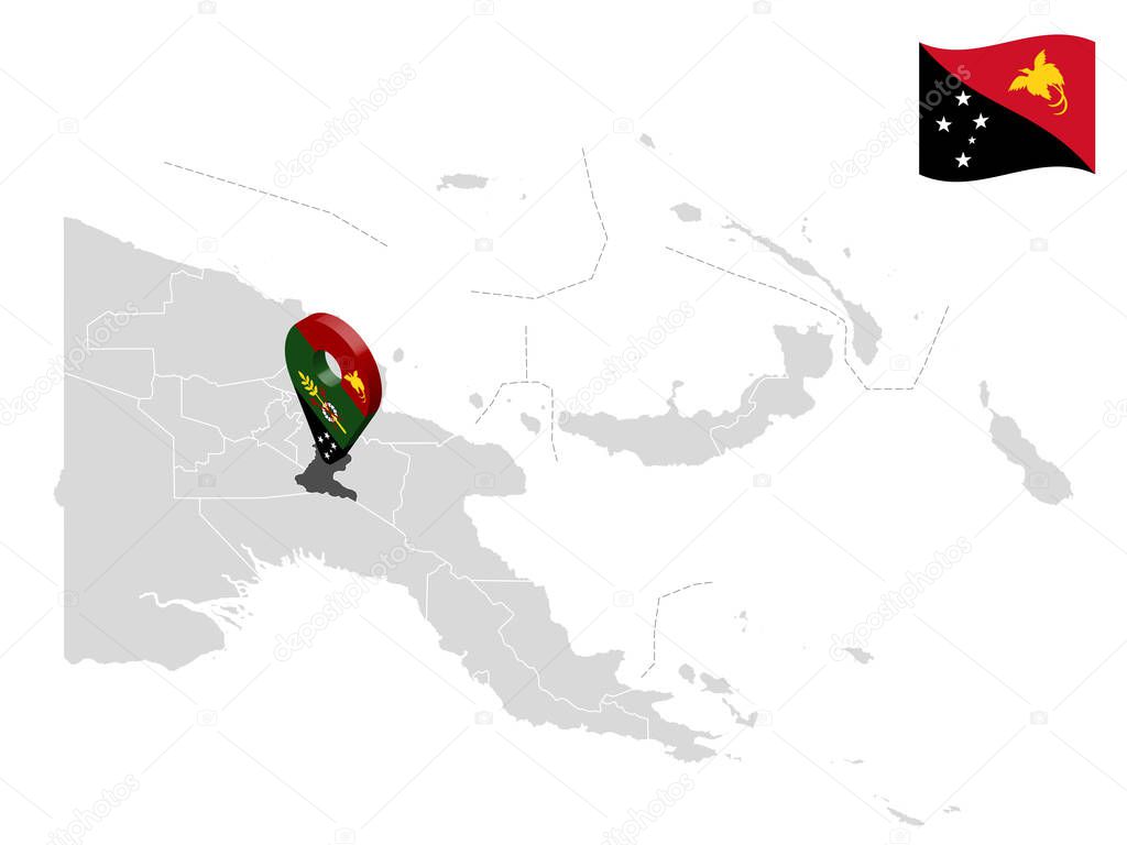 Ubicación Provincia de Chimbu en el mapa Papua Nueva Guinea. 3d signo ...