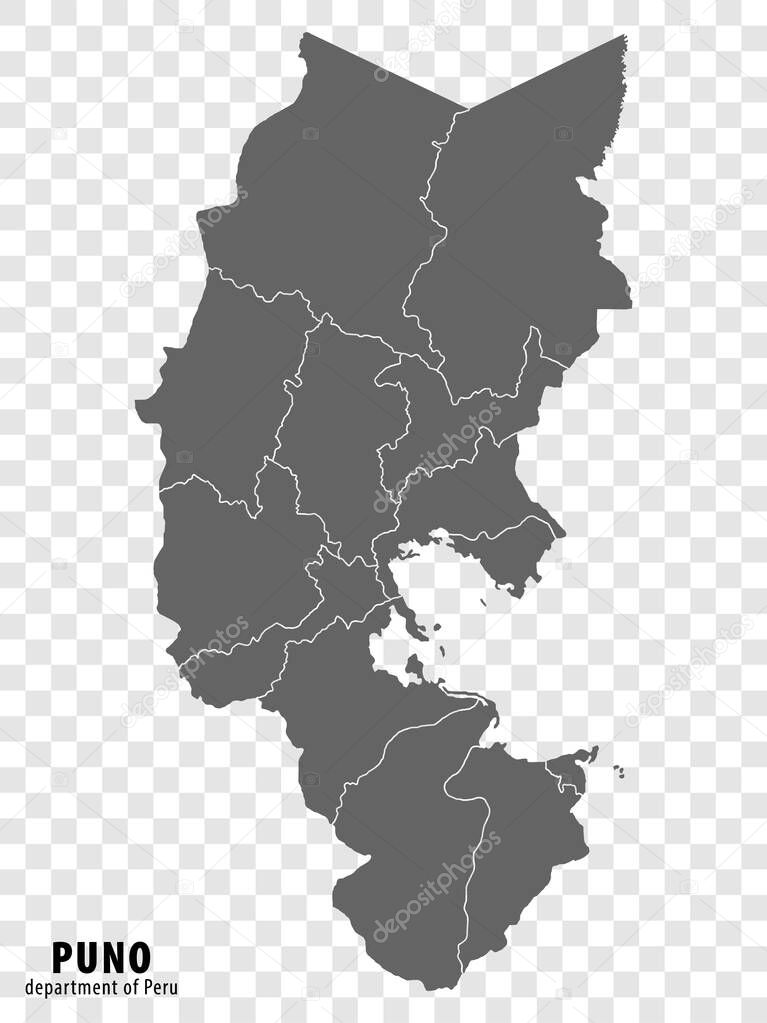 Mapa en blanco Departamento Puno de Perú. Mapa de alta calidad ...