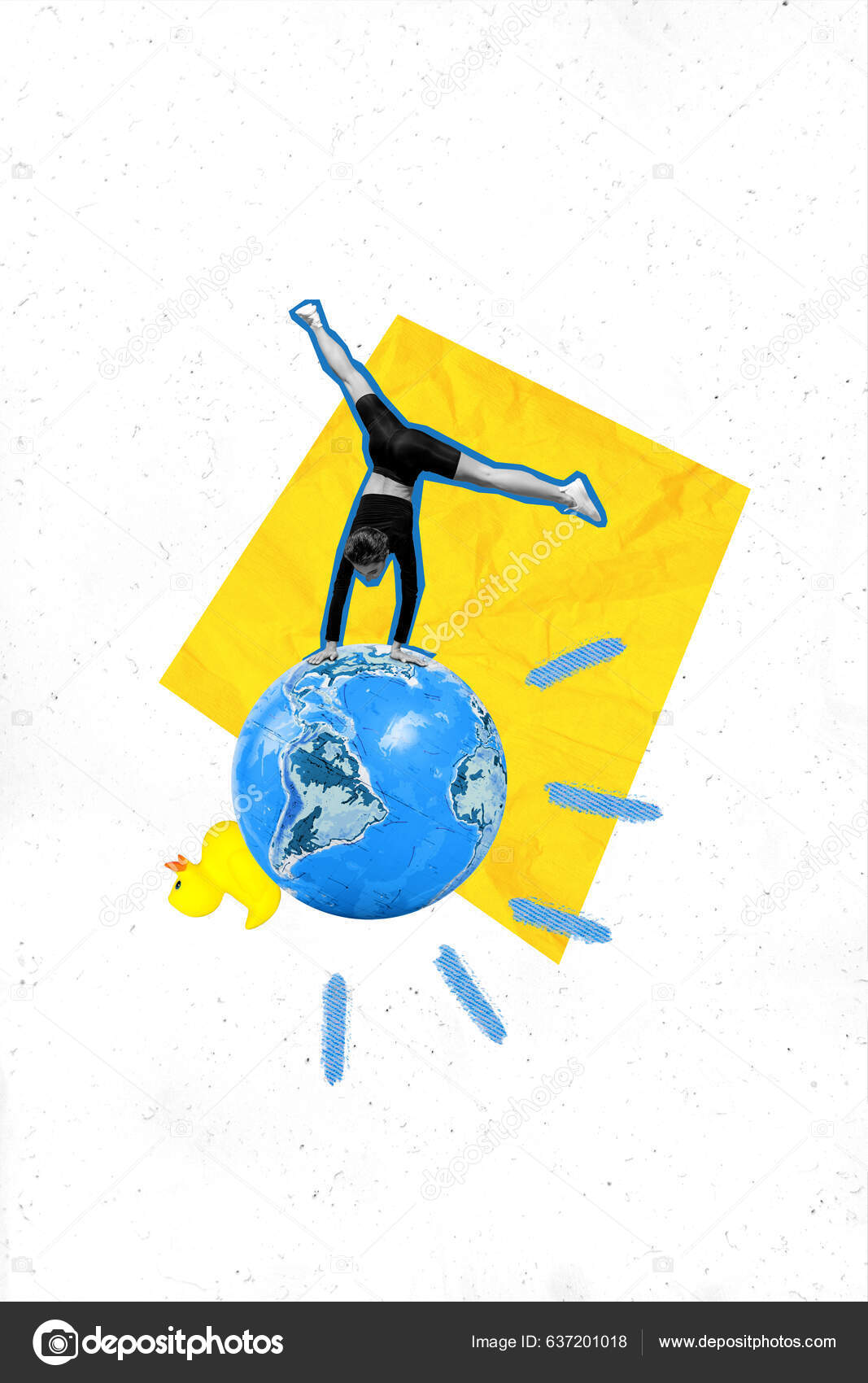 Vertical Creative Photo Collage Illustration Motivated Young Slim Fit ...