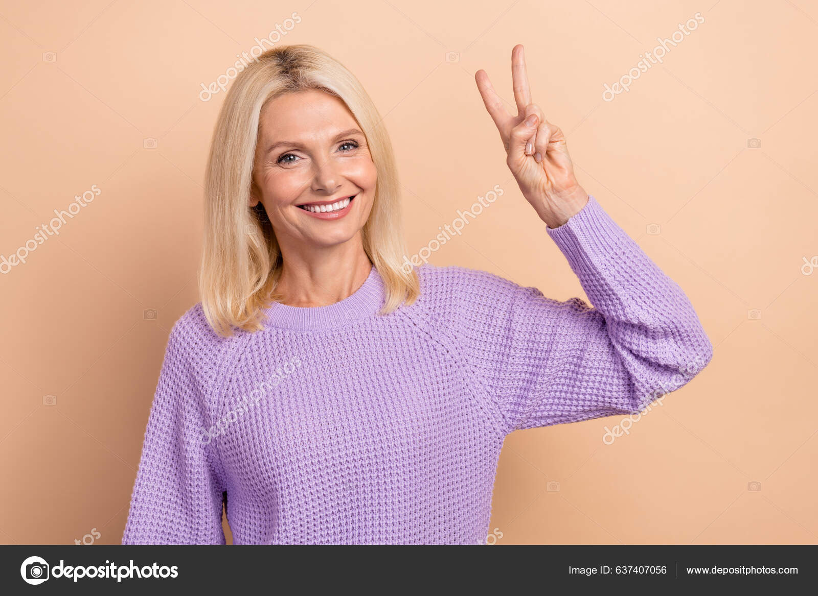 Photo Positive Glad Person Beaming Smile Arm Fingers Demonstrate Sign ...