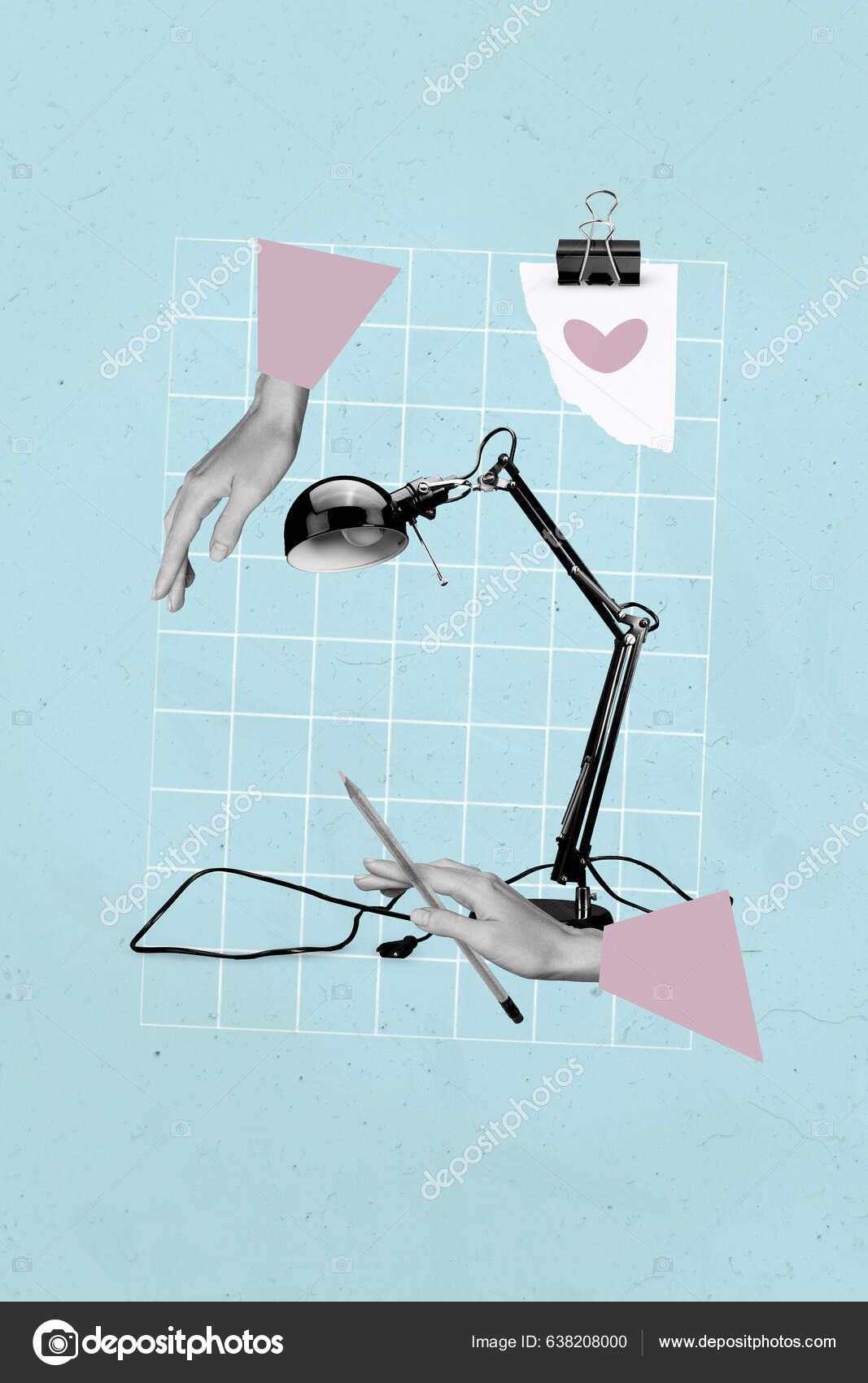 Creative Drawing Collage Picture Woman Hands Holding Pencil Drawing ...