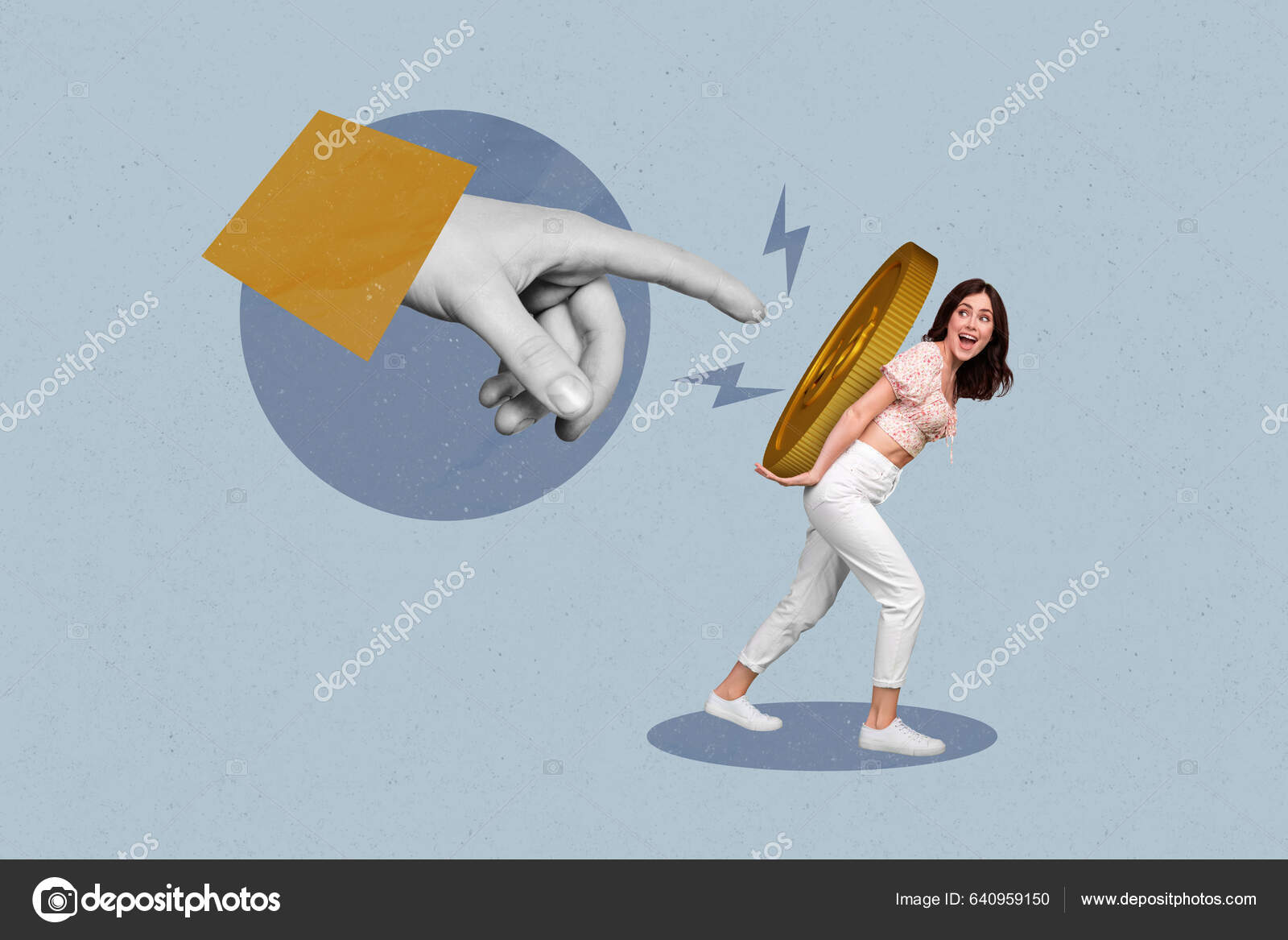 Photo Collage Artwork Minimal Picture Arm Hand Pulling Finger Holding ...