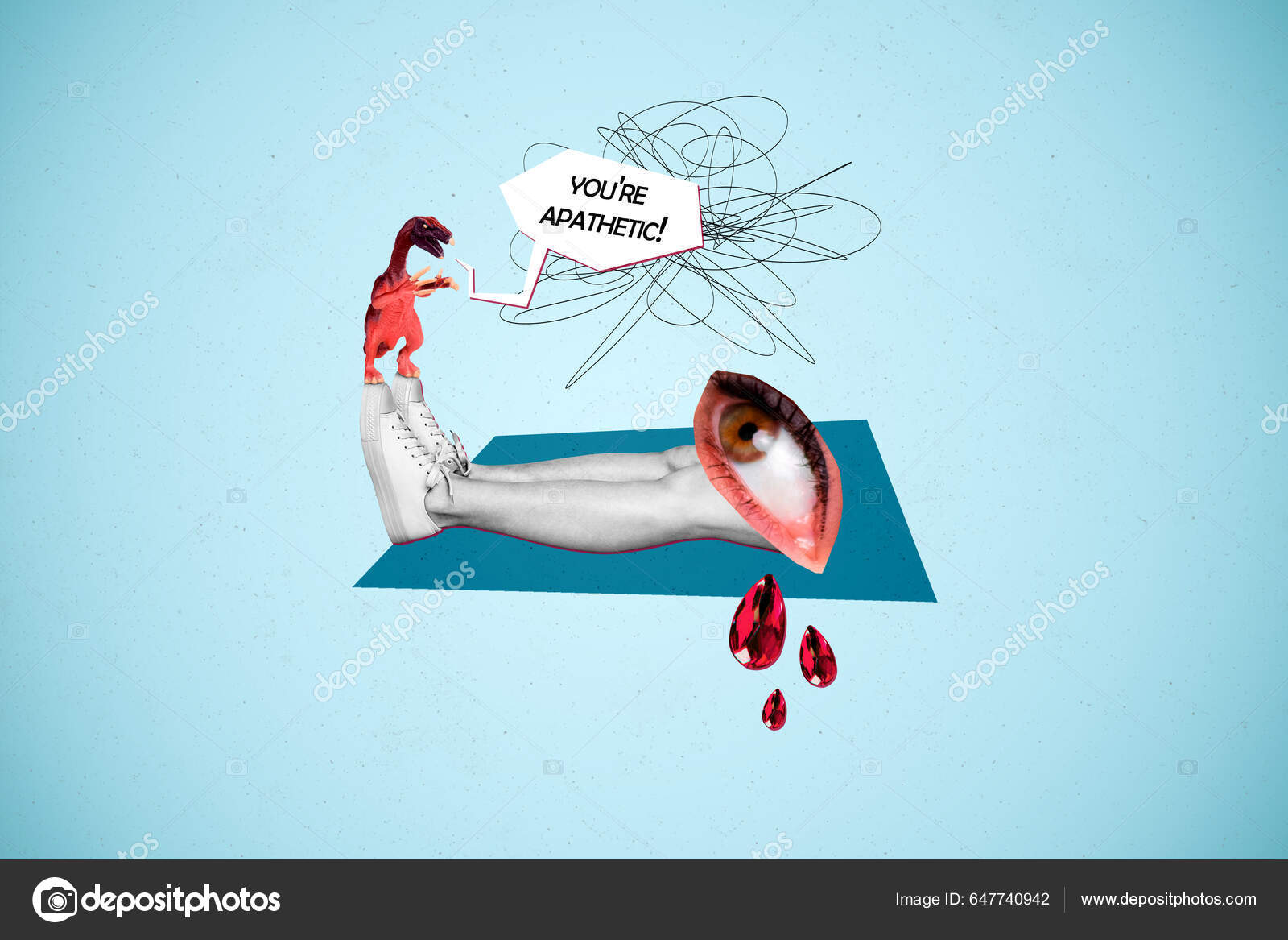 Unusual Weird Collage Sad Person Eyeball Body Lying Crying ...