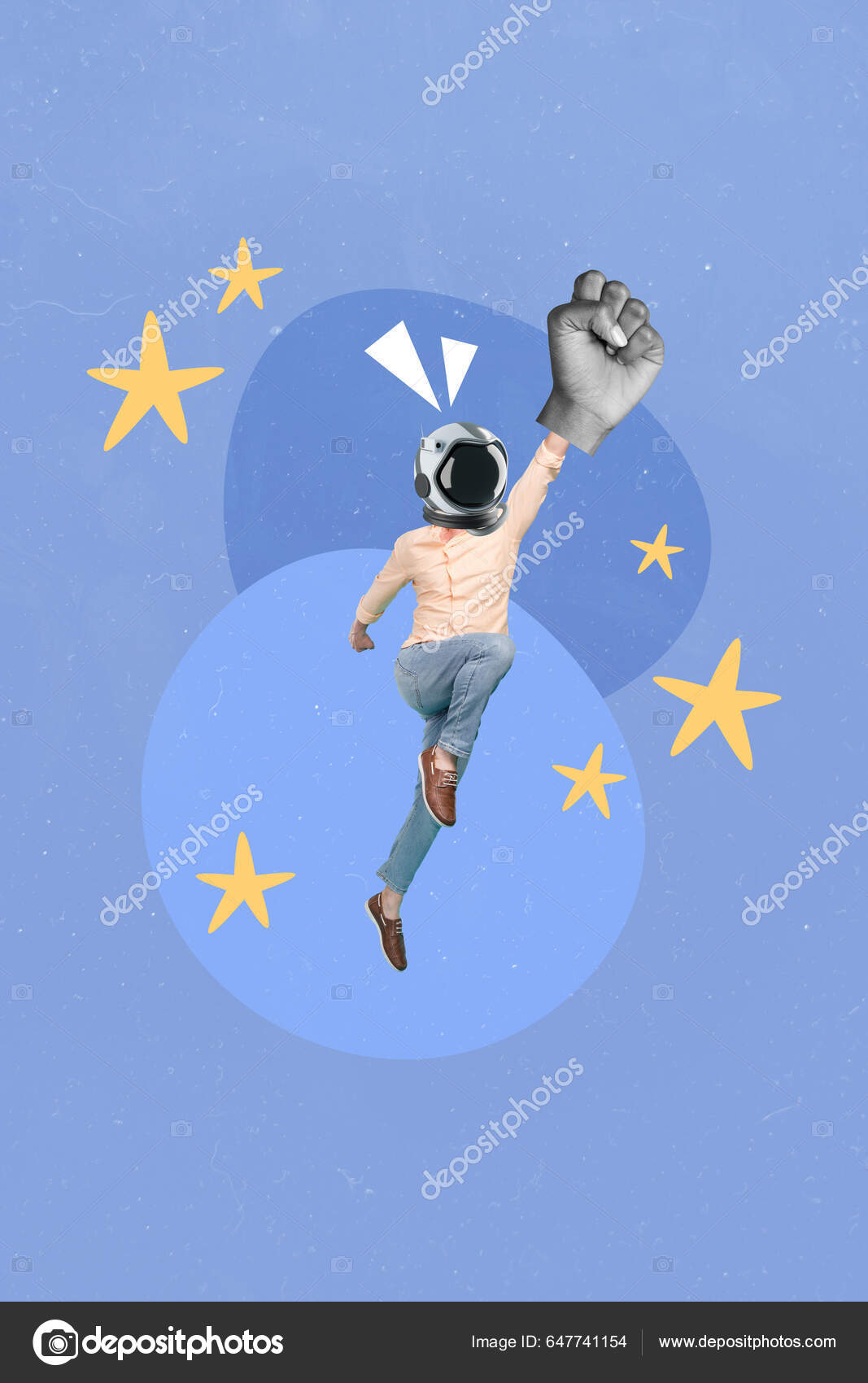 Cosmic Magazine Template Collage Motivated Person Spaceman Flying Outer ...