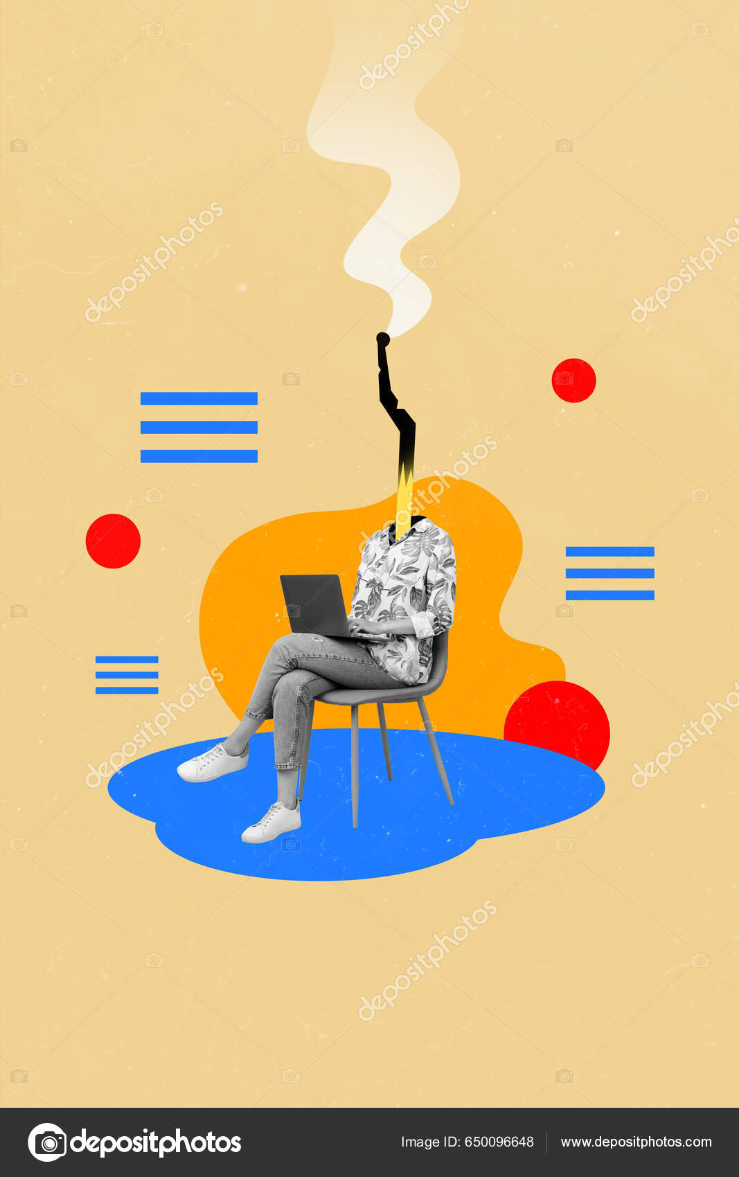 Vertical Creative Photo Collage Headless Girl Extinguished Match ...