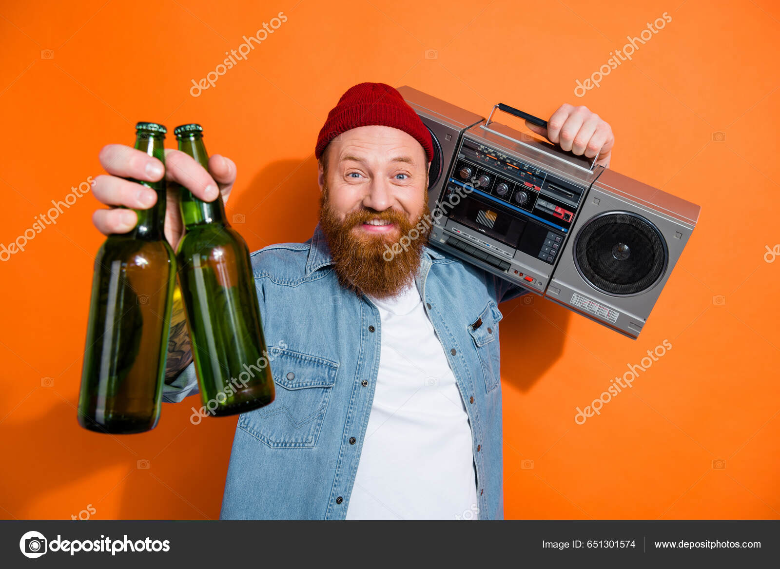 Photo Young Bachelor Positive Irish Man Drinking Beer Cheers Listen ...