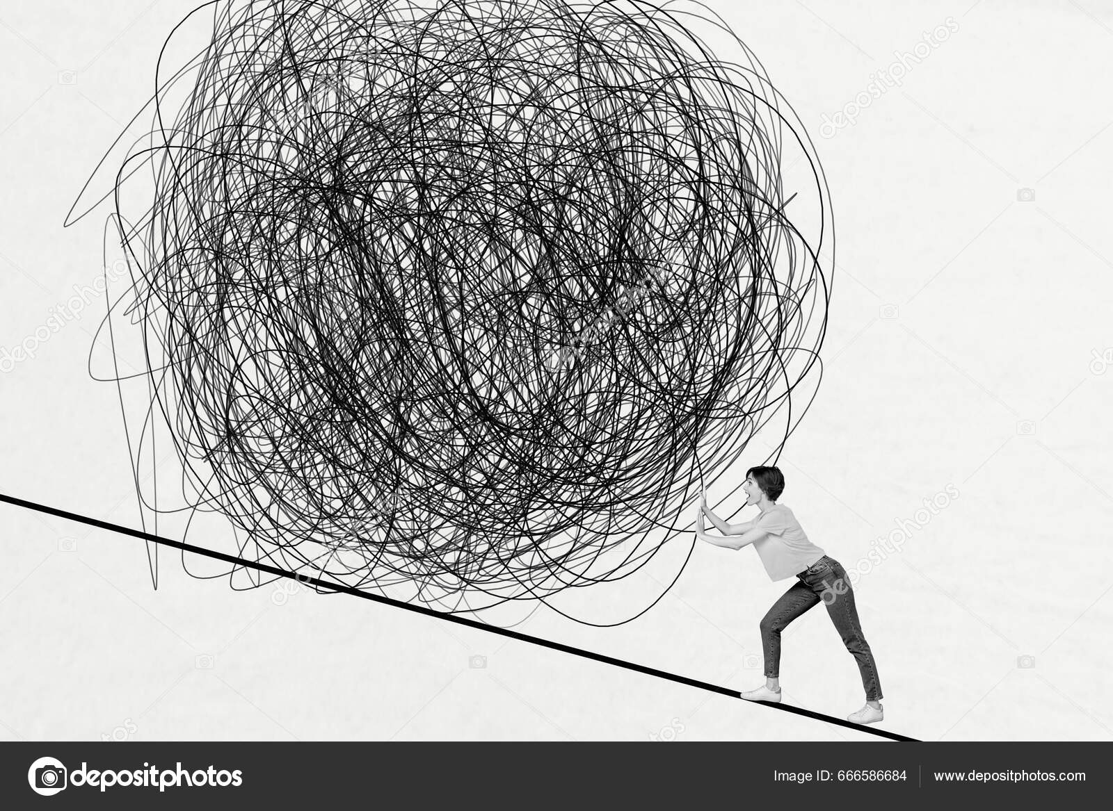 Creative Composite Photo Collage Astonished Stressed Exhausted Girl ...