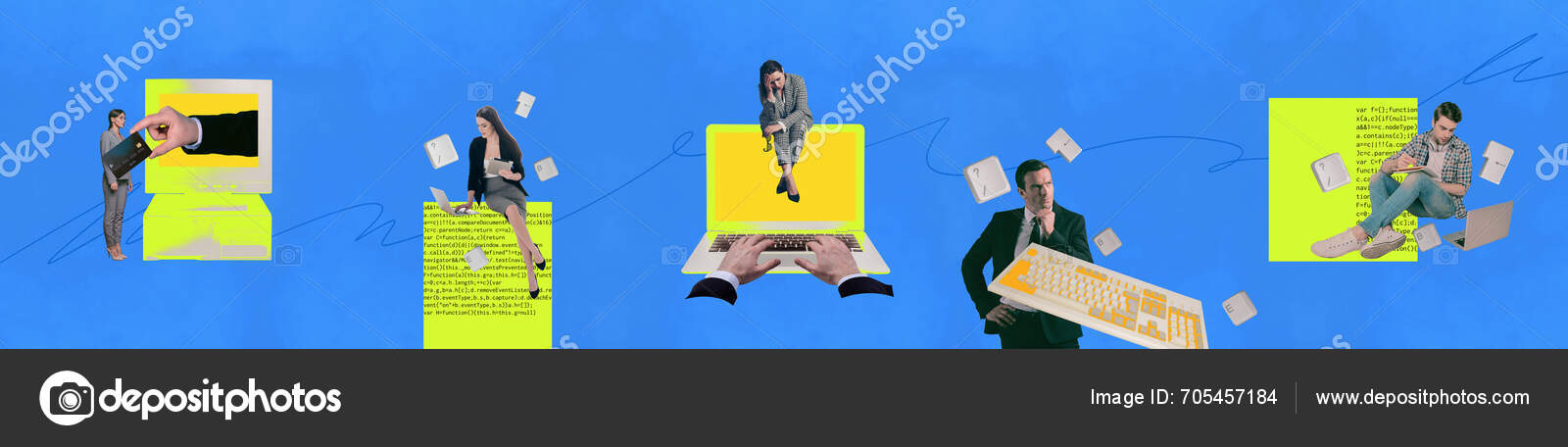 Panoramic Collage Modern Technology Computer Devices Laptop Monitor ...