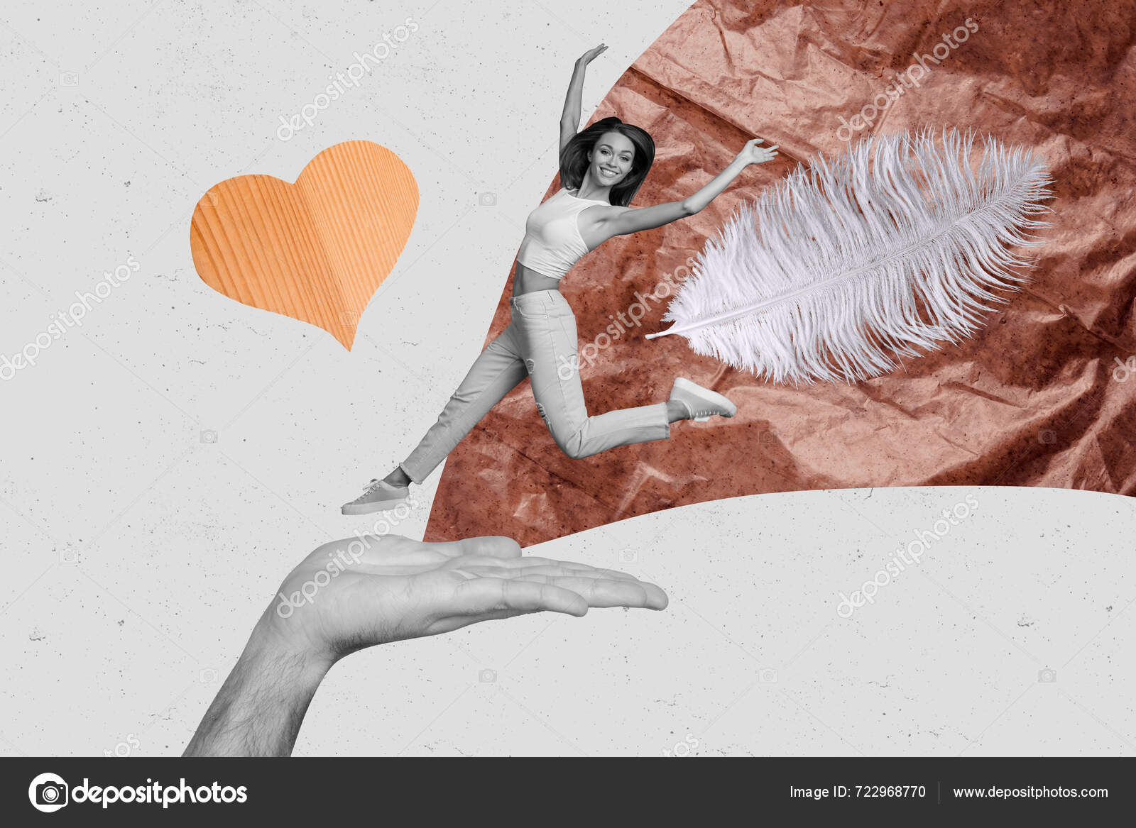 Trend Artwork Sketch Image Composite Collage Paper Heart Shape Figure ...
