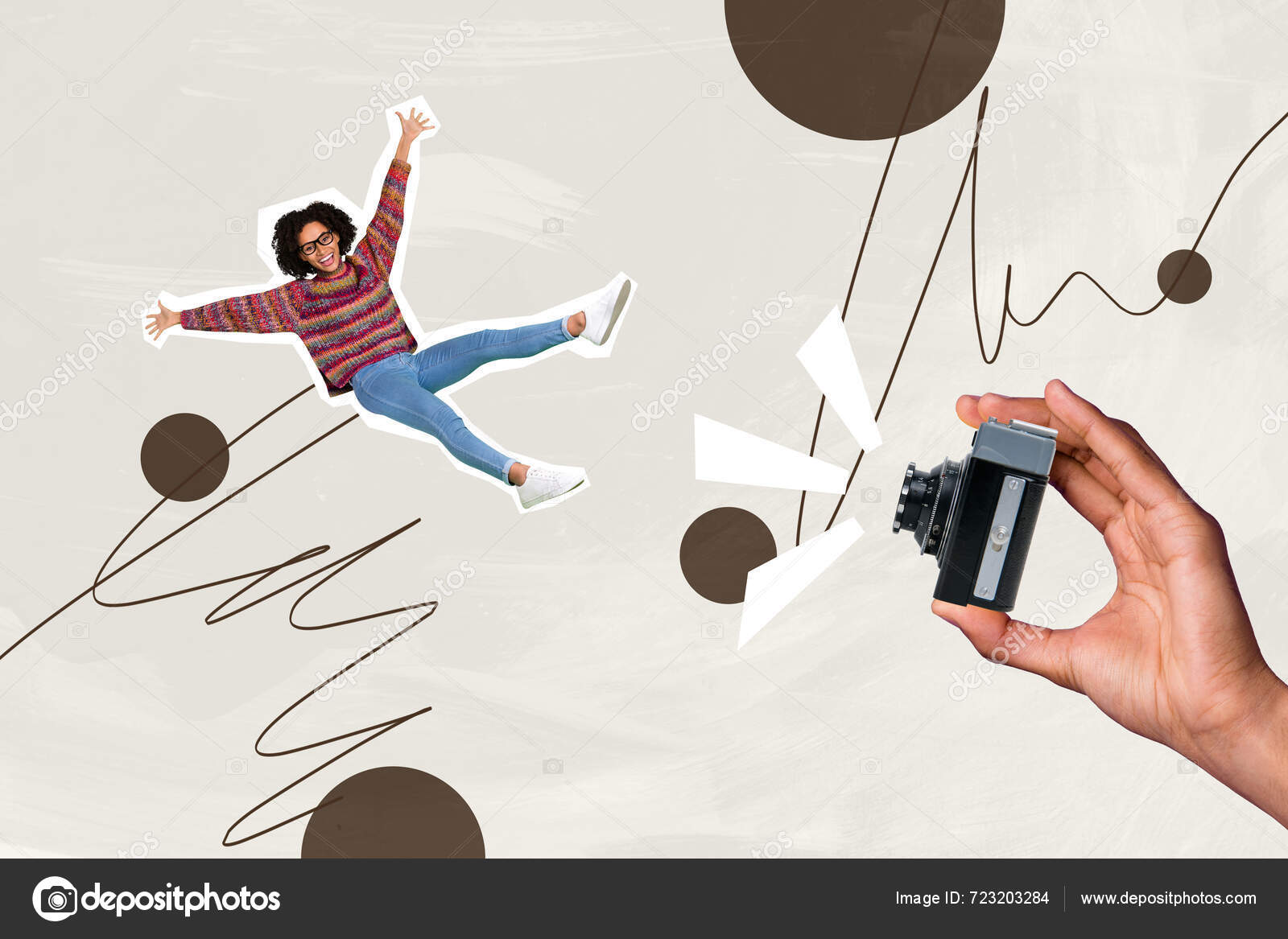 Trend Artwork Composite Image Collage Happy Smile Woman Think Fall ...