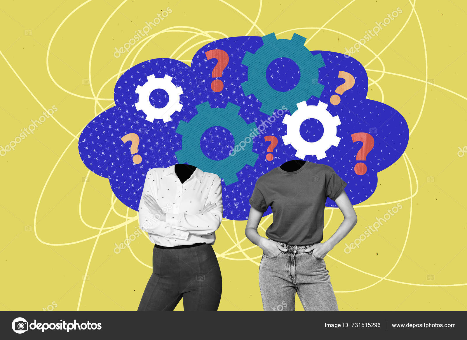 Bosquejo Imagen Compuesta Obra Arte Collage Mente Nube Dos Sin — Foto ...