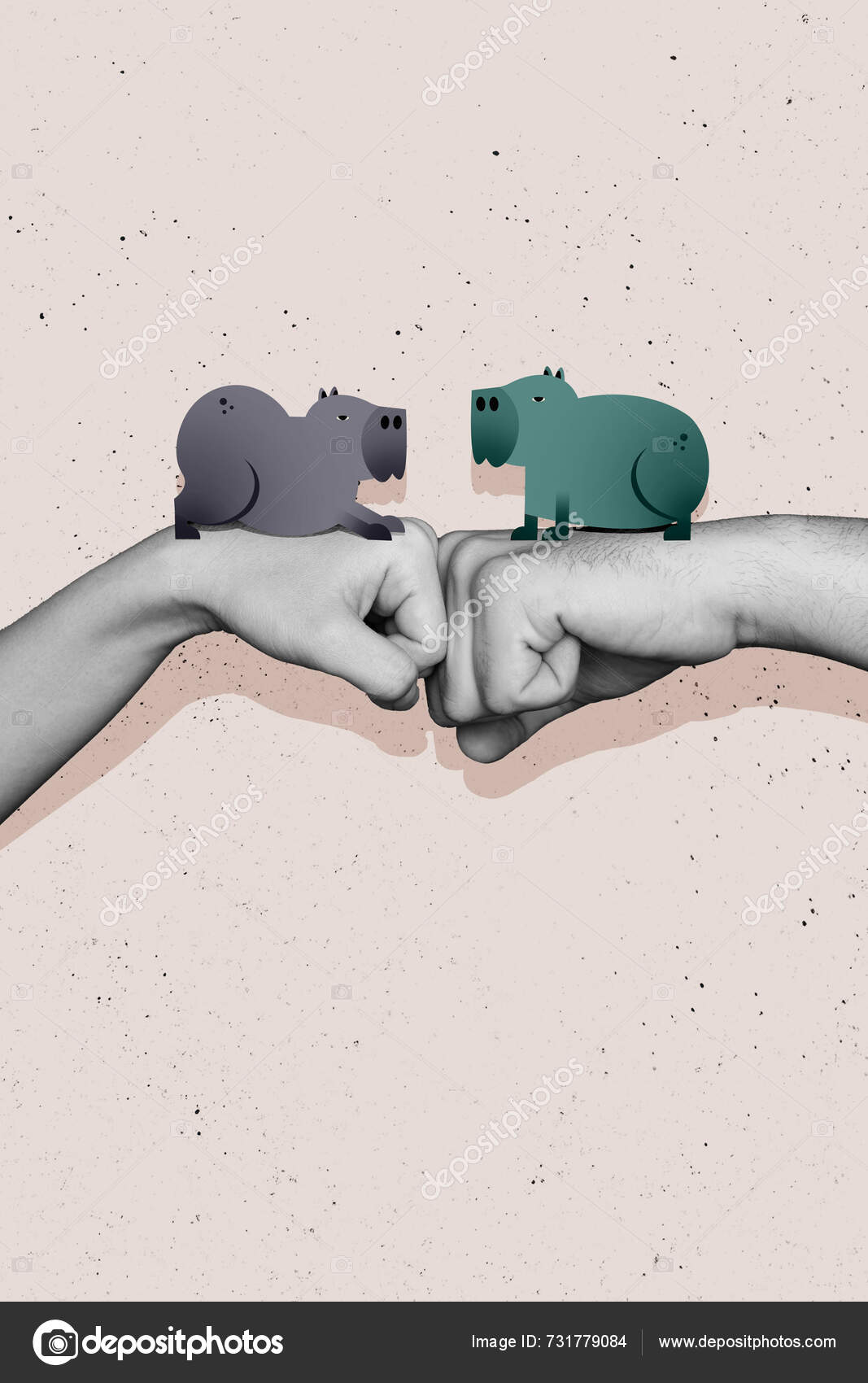 Vertical Photo Collage Hand Fist Push Together Best Friends Dude ...