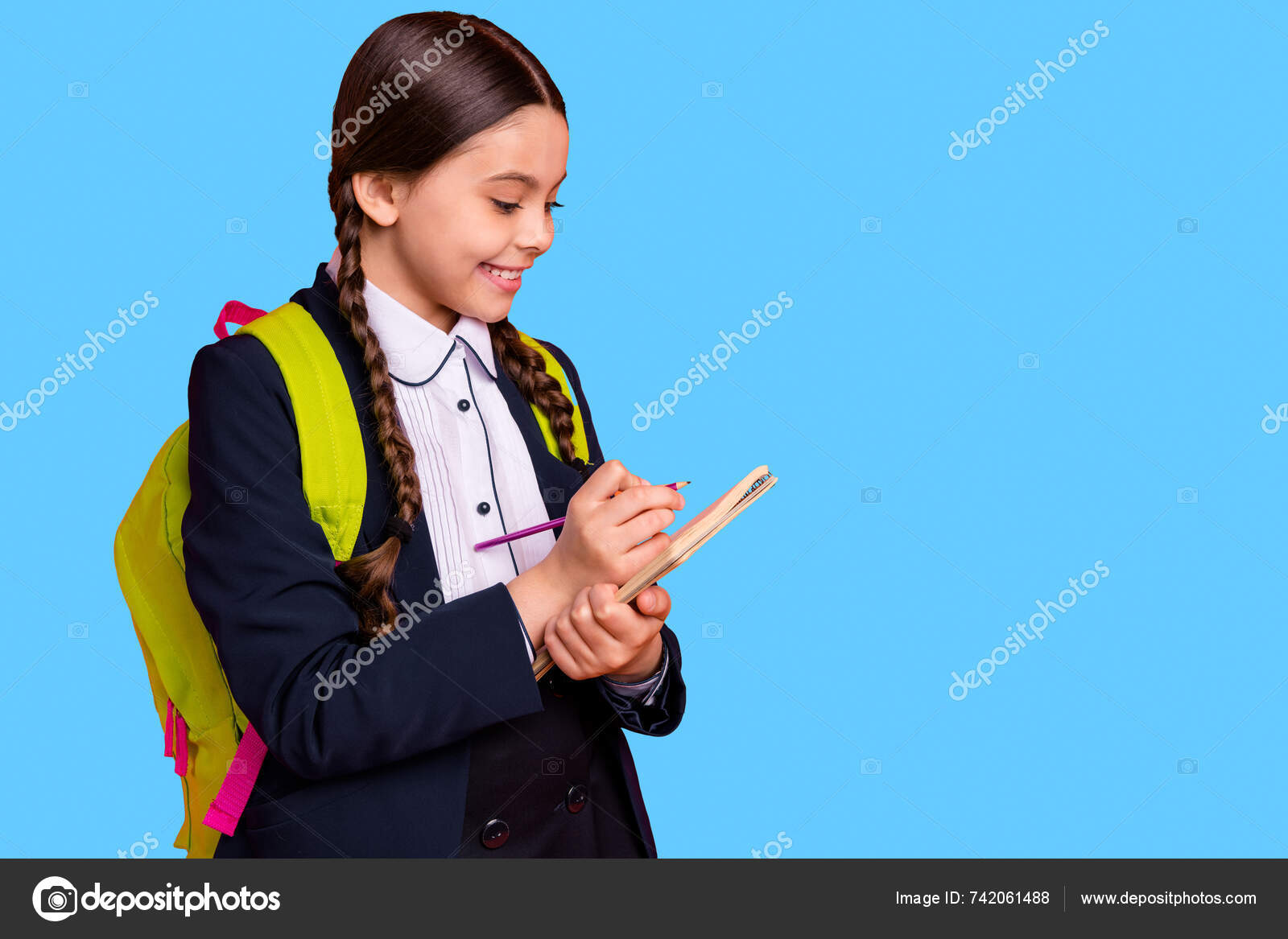 Close Side Profile Photo Beautiful She Her Little Lady Hands — Stock ...