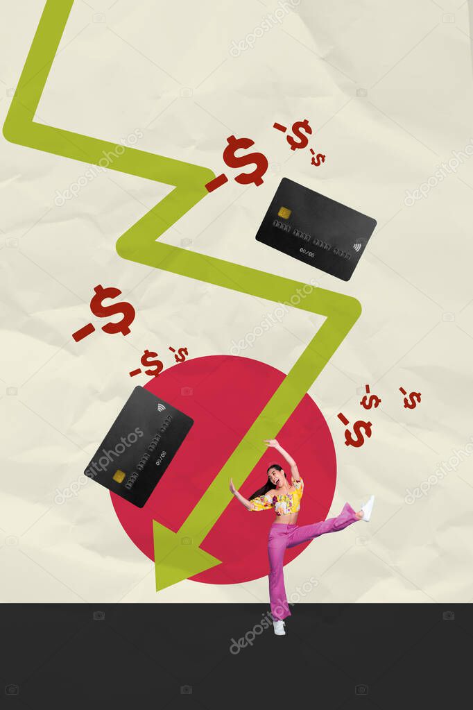 collage de fotos verticales de chica tonta inexperta flecha declive ...